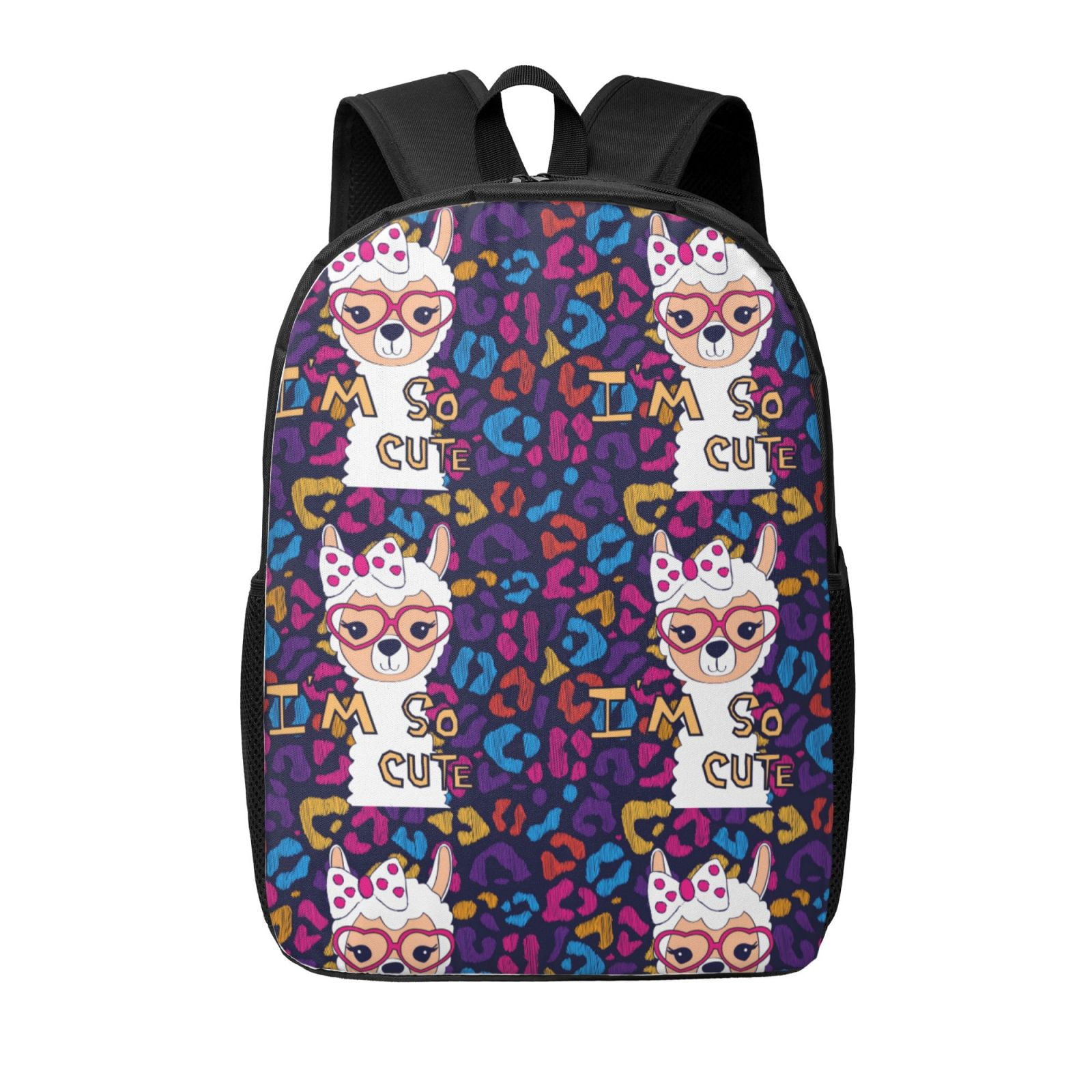 Fuzoiu Llama Alpaca Print 17in Student Backpack,School Backpack,Causal ...