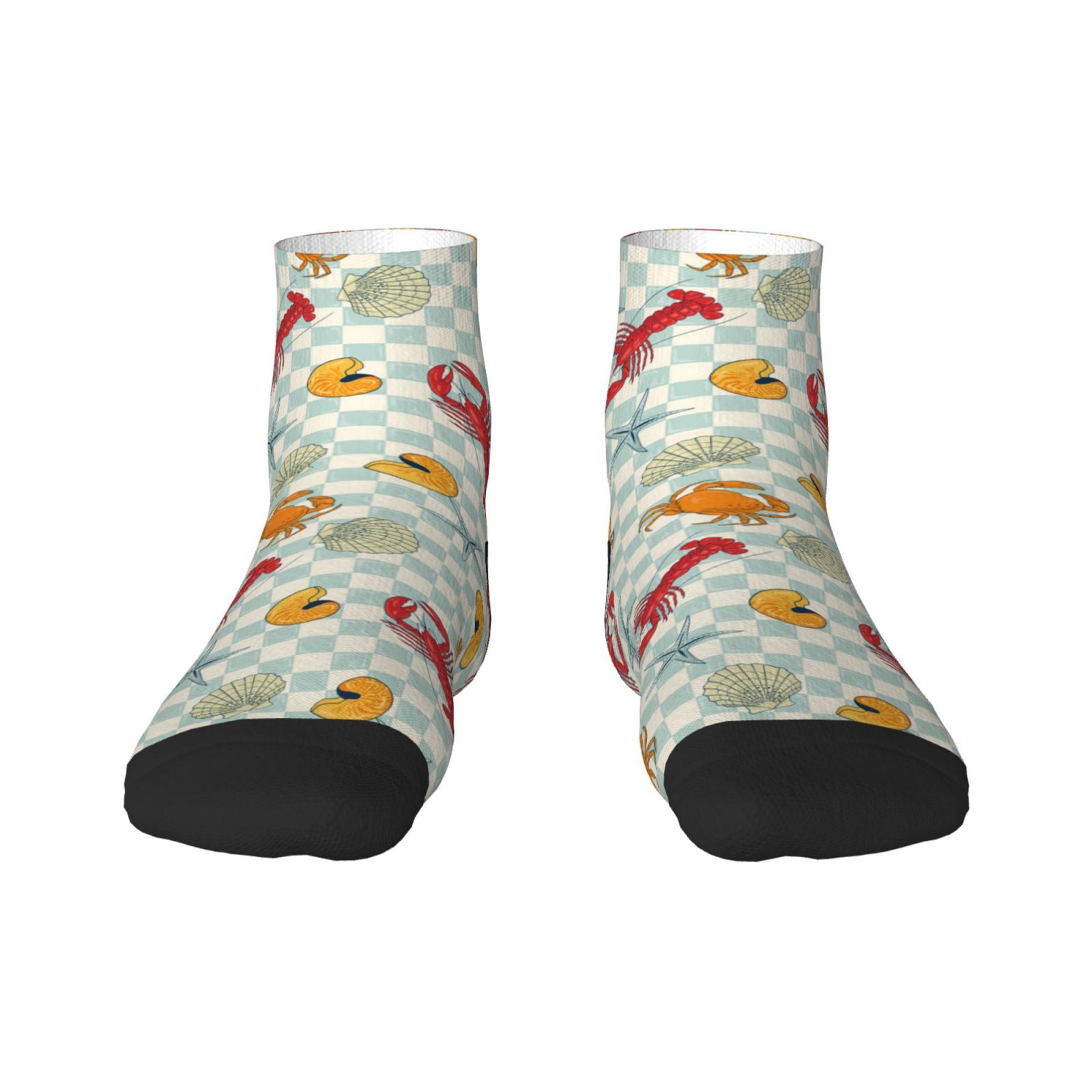 Fuzoiu Lobster Sea Shell Print Adult Socks, Crew Moisture-wicking Socks ...