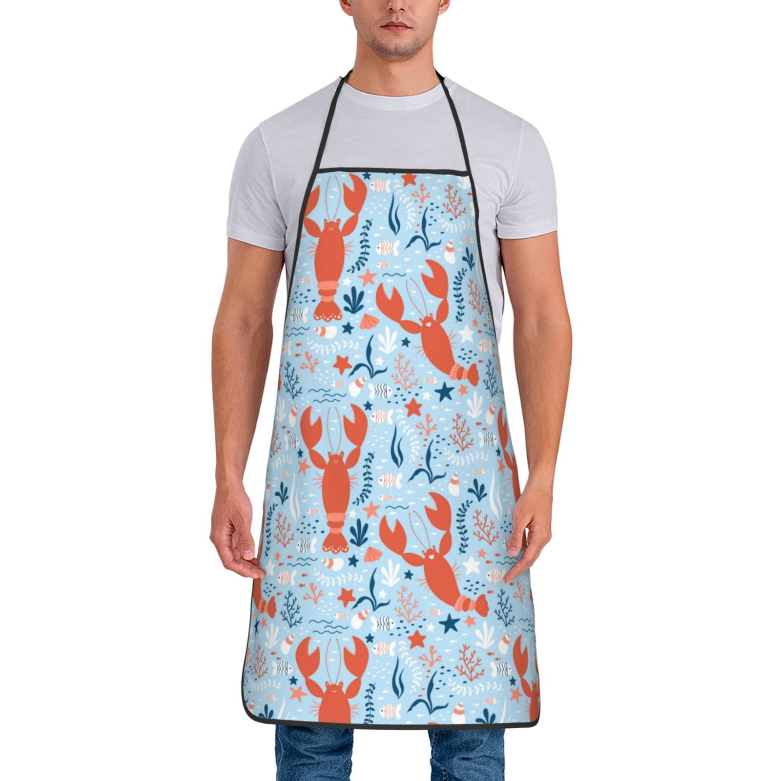 Fuzoiu Lobsters Print Waterproof Apron, Kitchen Apron for Women Men ...