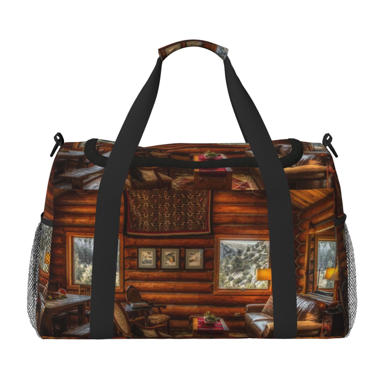 Fuzoiu Log Cabin Inside Print Travel Duffle Bag,Carry On Tote Bags ...