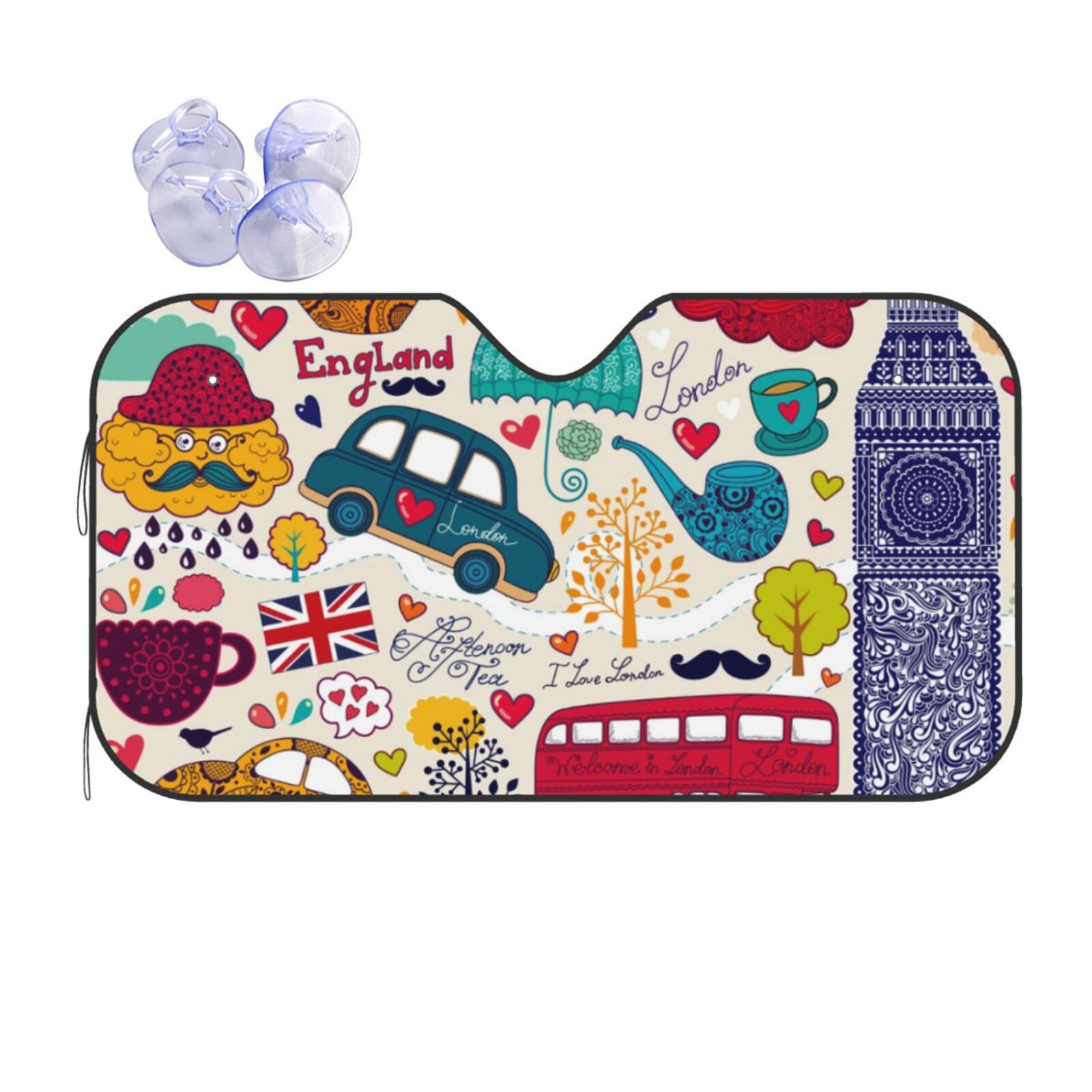 Fuzoiu London Symbols Print Car Windshield Sun Shade,Block Uv Rays ...