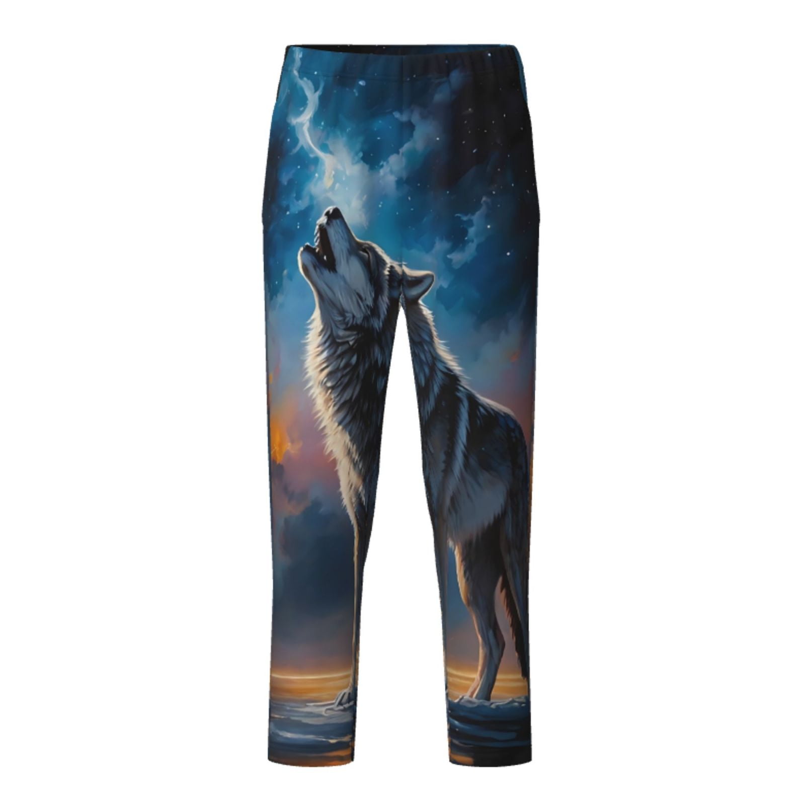 Fuzoiu Lonely Night Sky Wolf Print Teenagers' Pajama Pants,Lounge Pants ...
