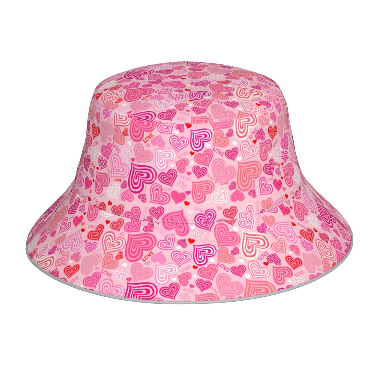 Fuzoiu Love Print Reflective Bucket Hat,Outdoor Hat for Men and Women ...