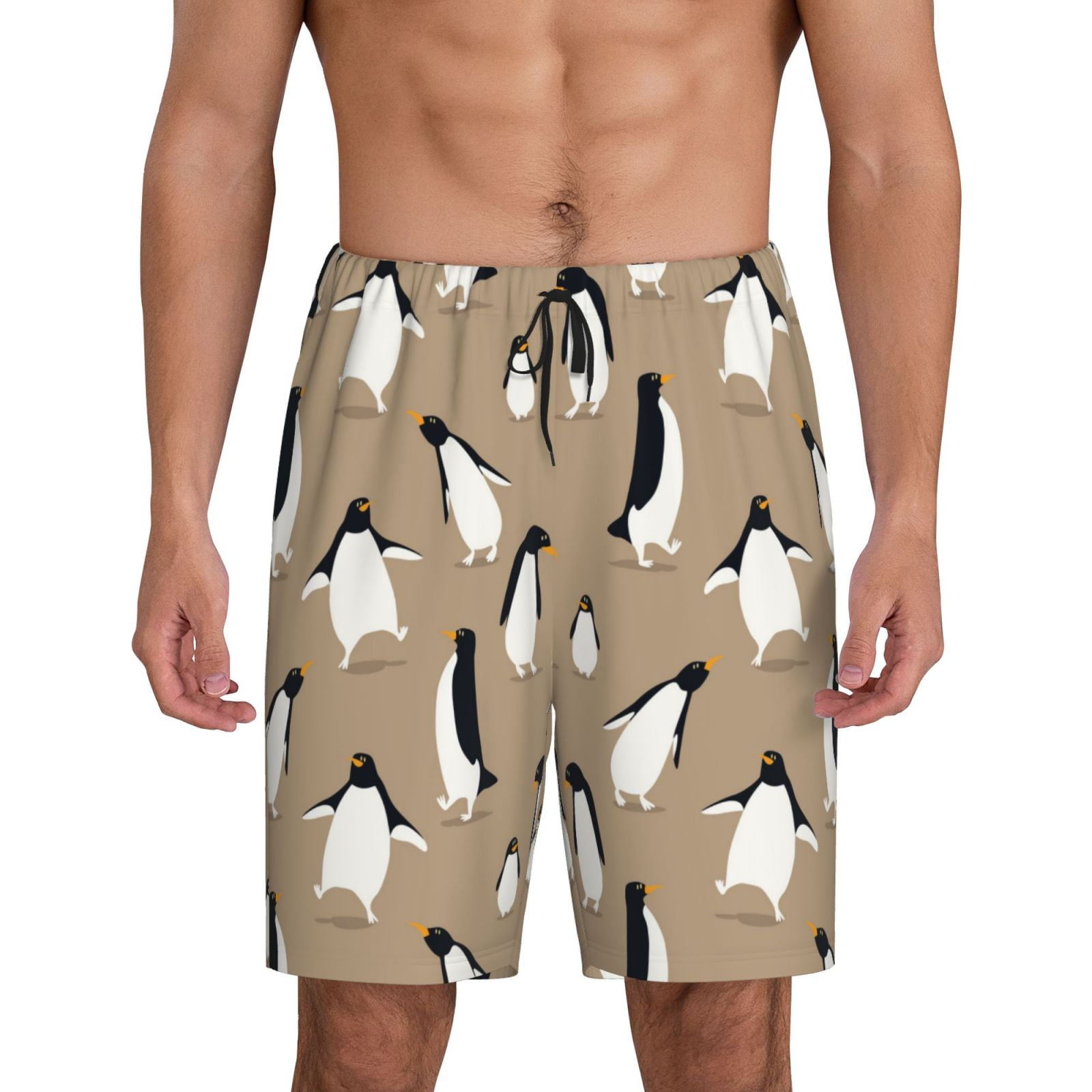Fuzoiu Lovely Penguin Print Pajama Shorts for Men, Men's Pajama Bottoms ...