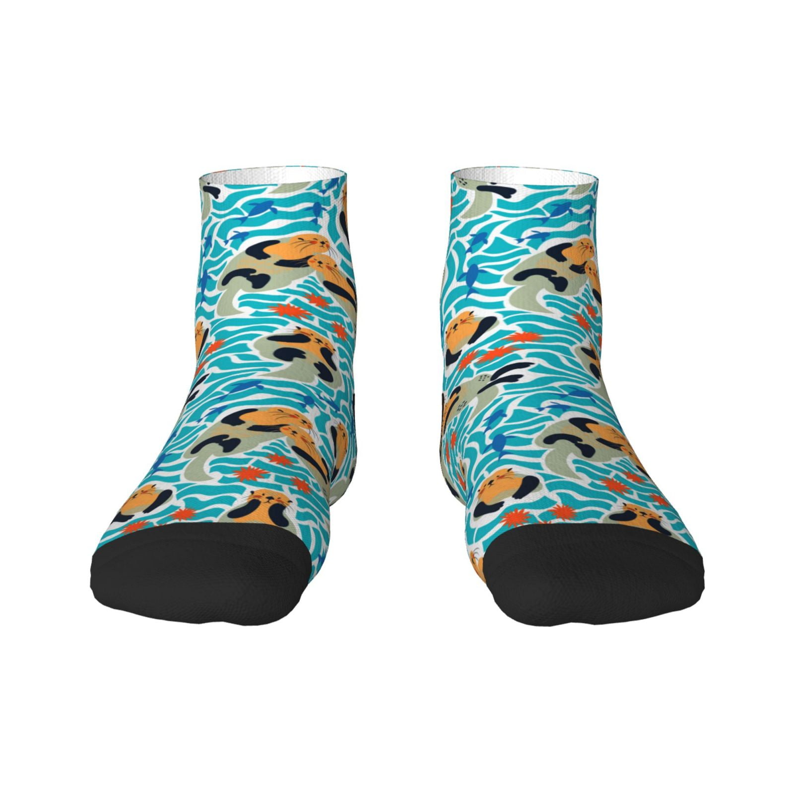 Fuzoiu Lovely Sea Otters Print Adult Socks, Crew Moisture-wicking Socks ...