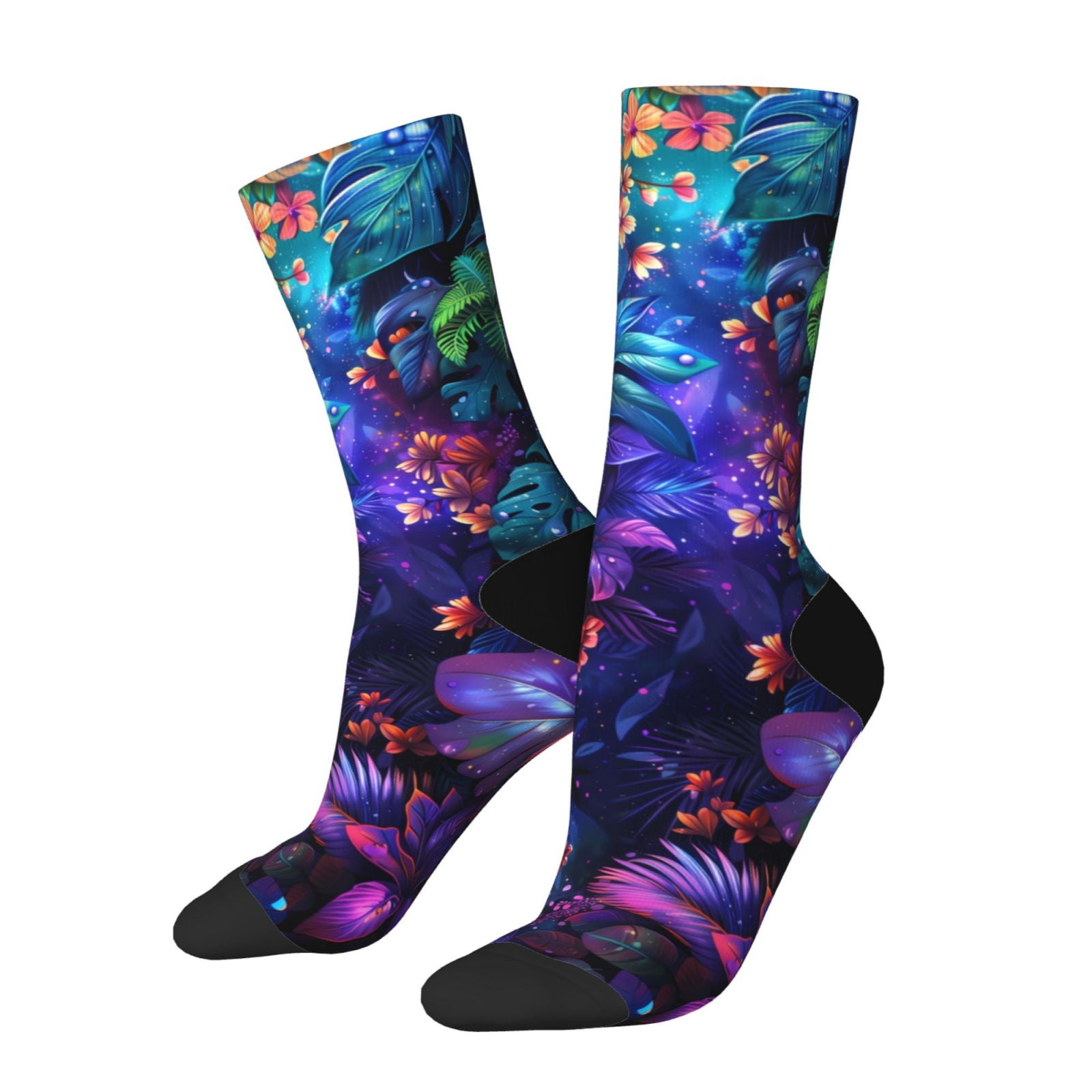 Fuzoiu Magic Colorful Forest Leaves Print Athletic Crew Socks for Men ...