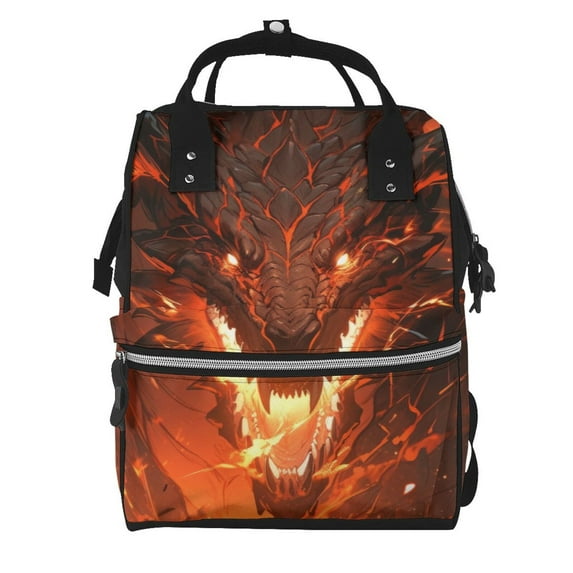 Fuzoiu Magma Fire Black Dragon Print Diaper Bag Backpack,Baby ...