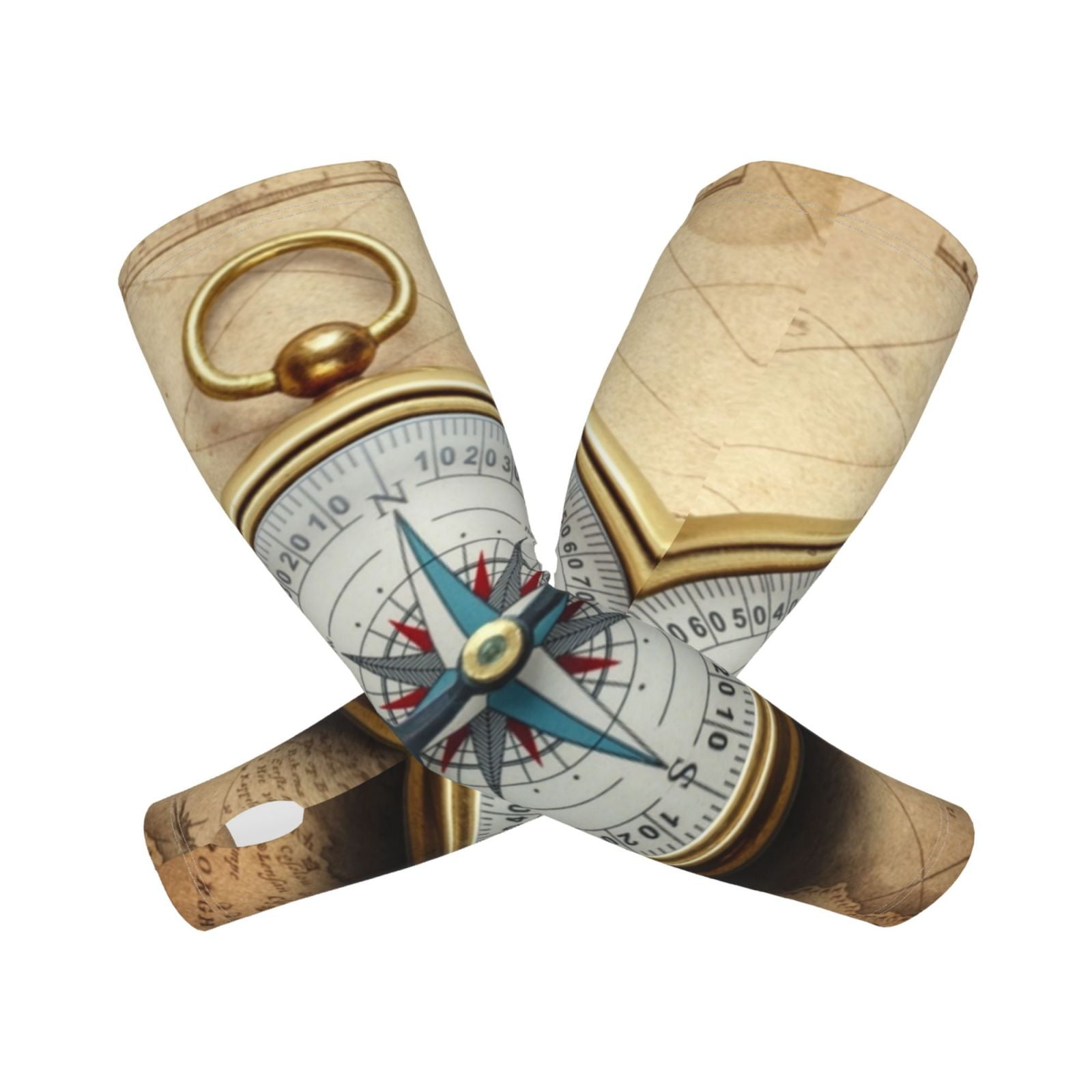 Fuzoiu Magnetic Old Compass On World Map Print Cooling Sleeves for Sun ...