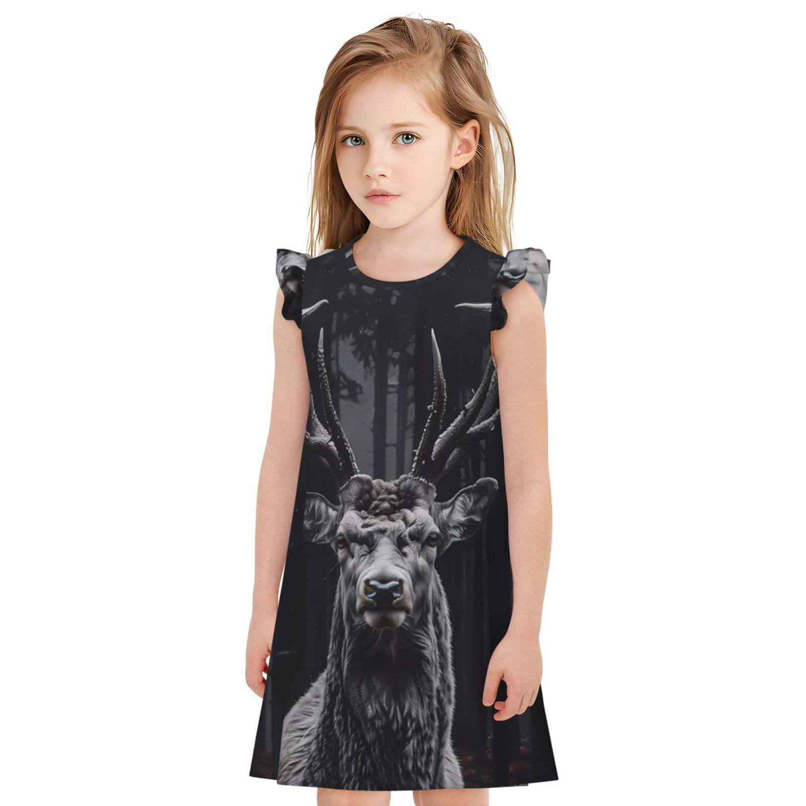 Fuzoiu Majestic Forest Stag Print Girls' Nightgowns Pajamas Dress,Girls ...