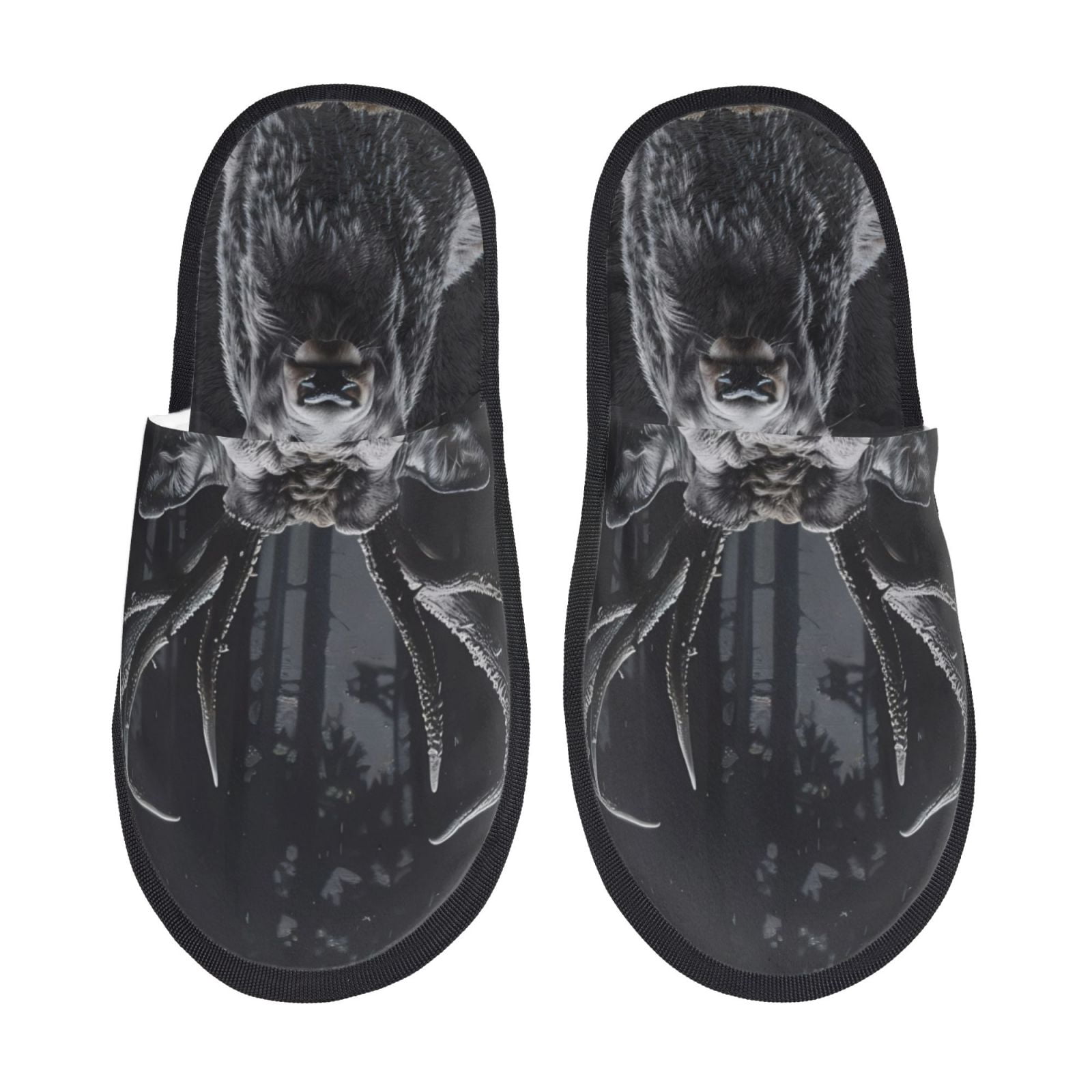 Fuzoiu Majestic Forest Stag Print Unisex Furry Slippers,Plush Indoor ...