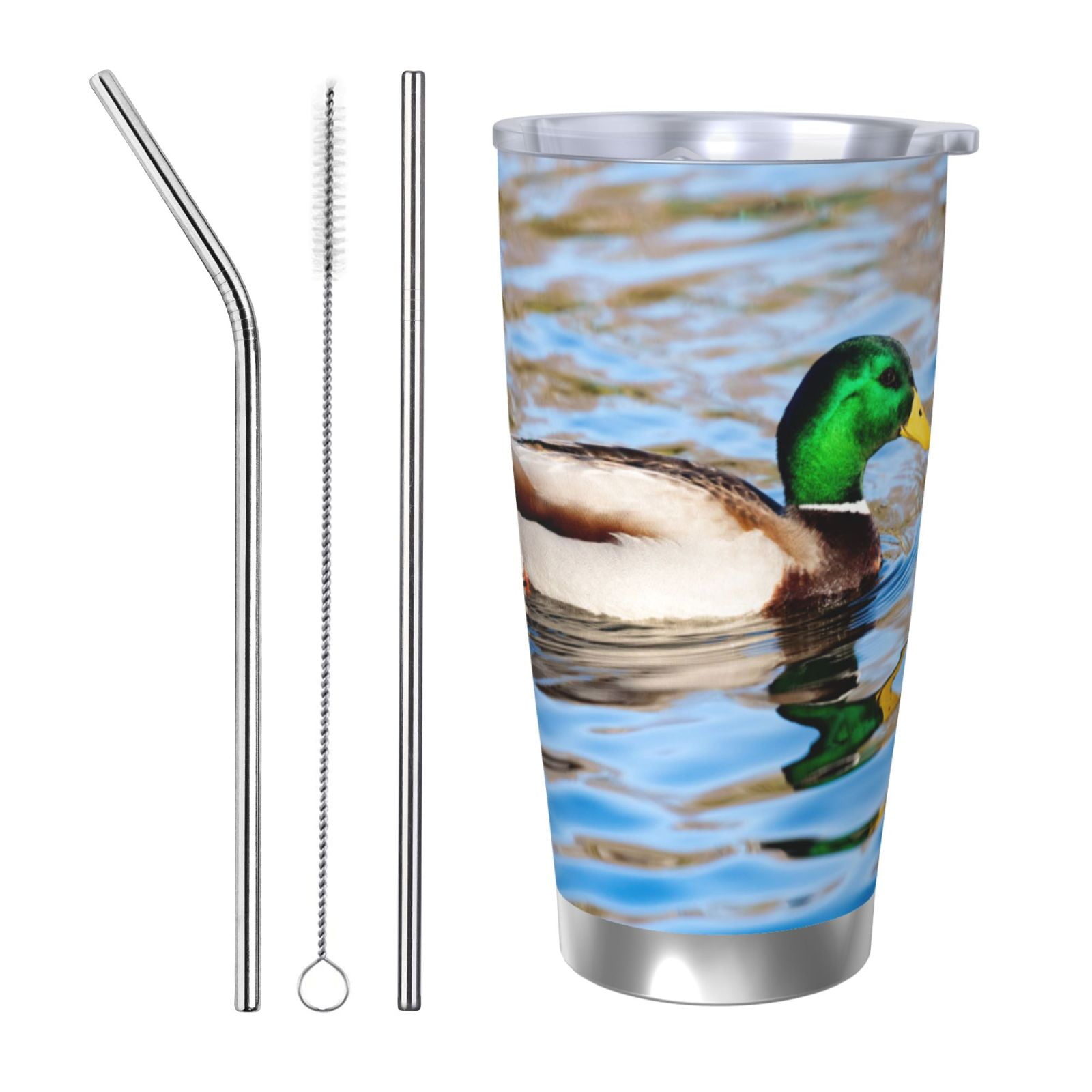 Fuzoiu Mallard Duck Swimming In A River Print 20oz Tumbler, Stainless ...