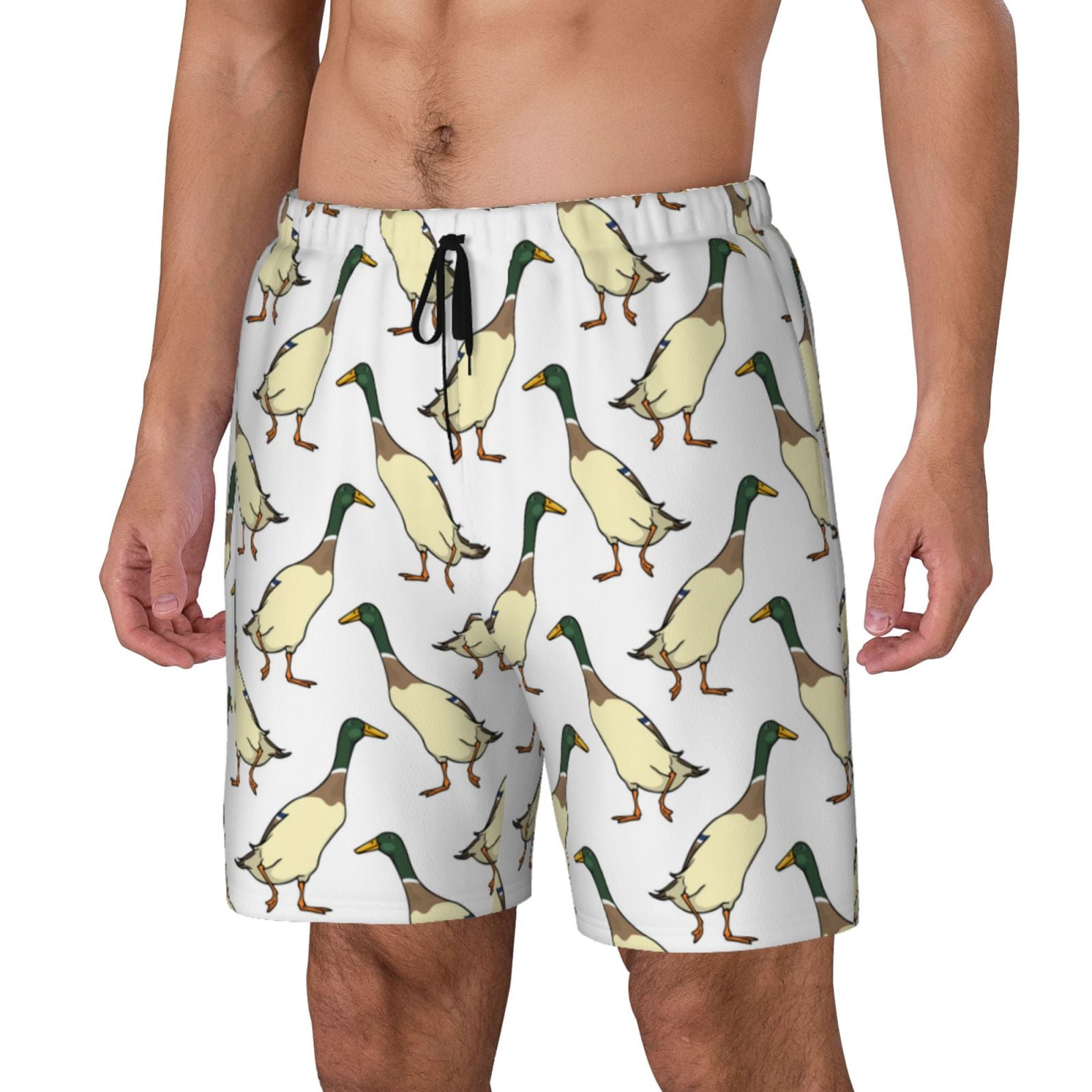 Fuzoiu Mallard Ducks Print Men's Swim Shorts,Quick-Dry Double-Layer ...