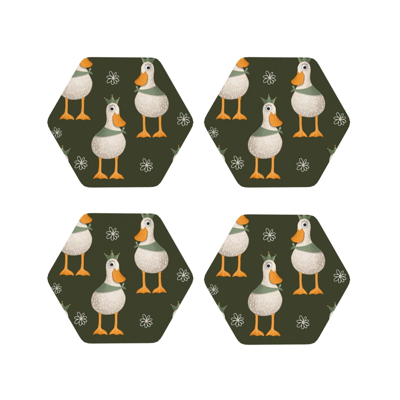 Fuzoiu Mallard Ducks Wild Birds Print Leather Coasters Set,Drink ...