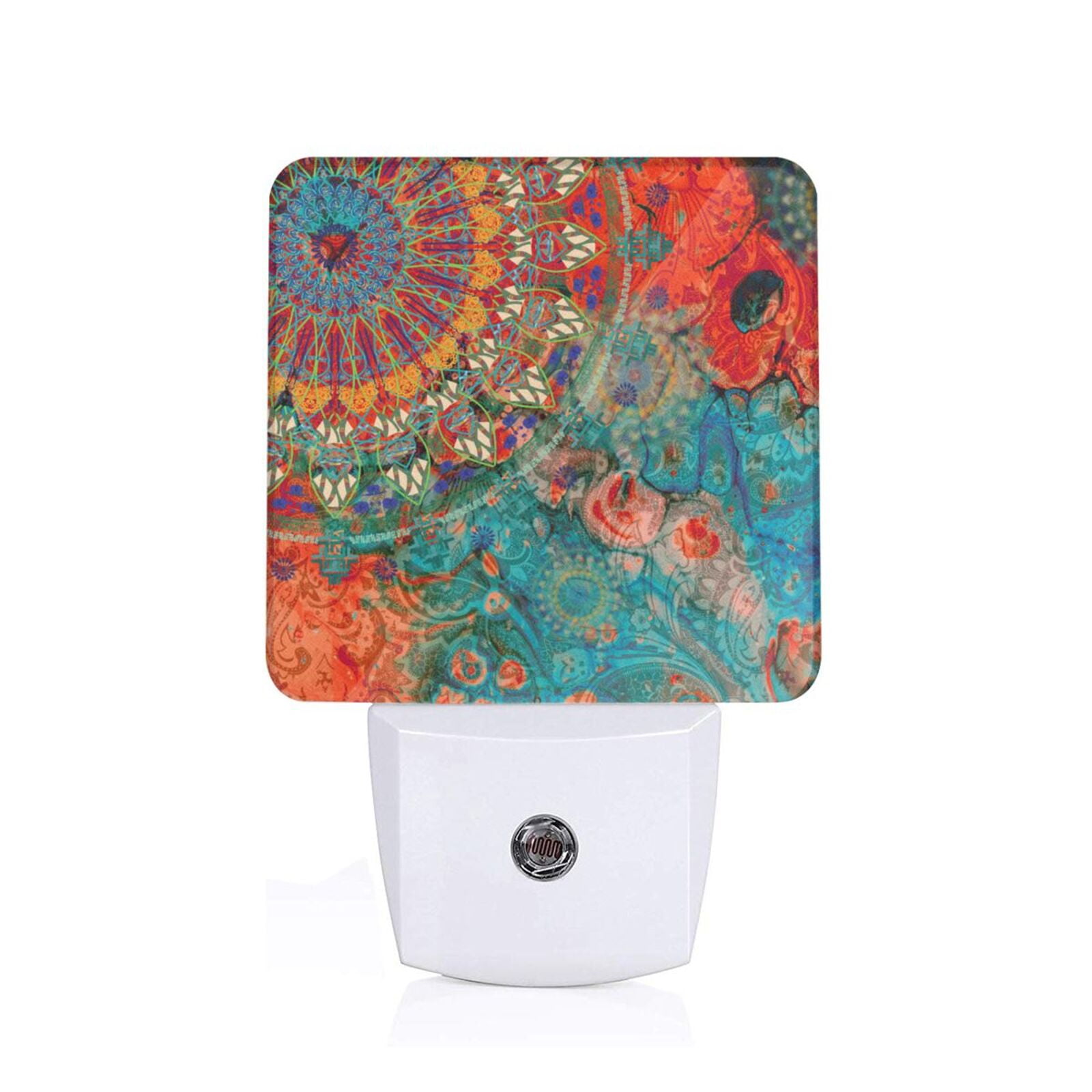 Fuzoiu Mandala Colorful Print Dusk to Dawn LED Night Light with Light ...