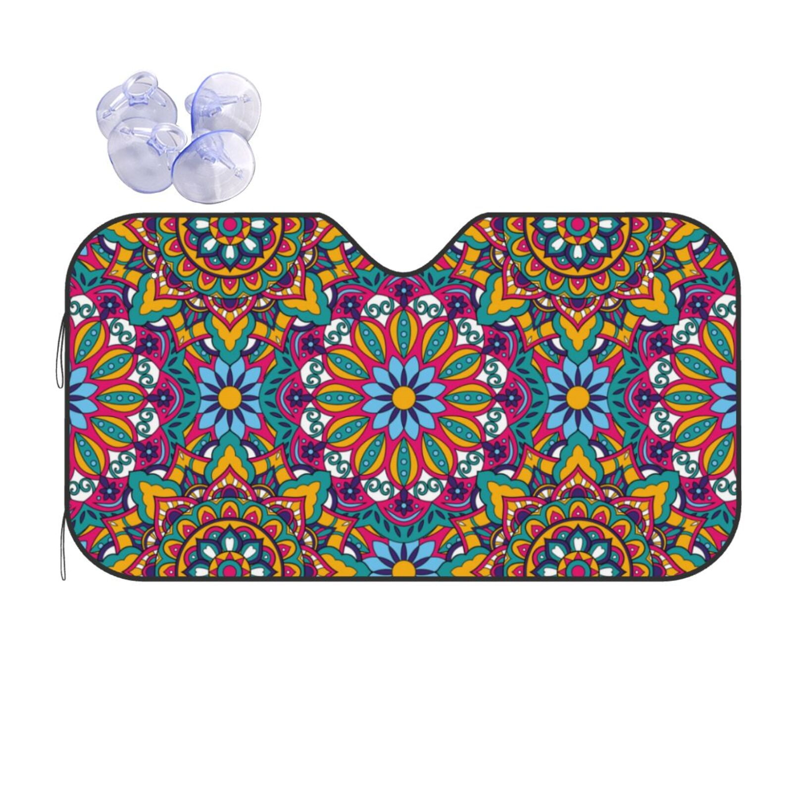 Fuzoiu Mandala Print Car Windshield Sun Shade,Block Uv Rays Sunshade ...