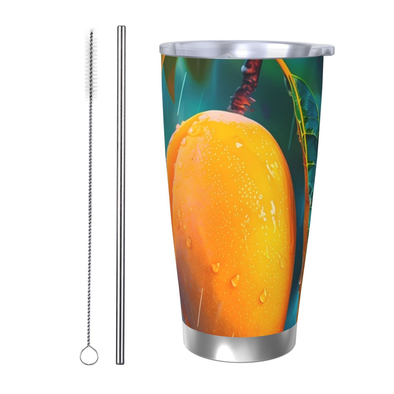 Fuzoiu Mango In The Rain Print 20oz Tumbler, Stainless Steel Vacuum ...