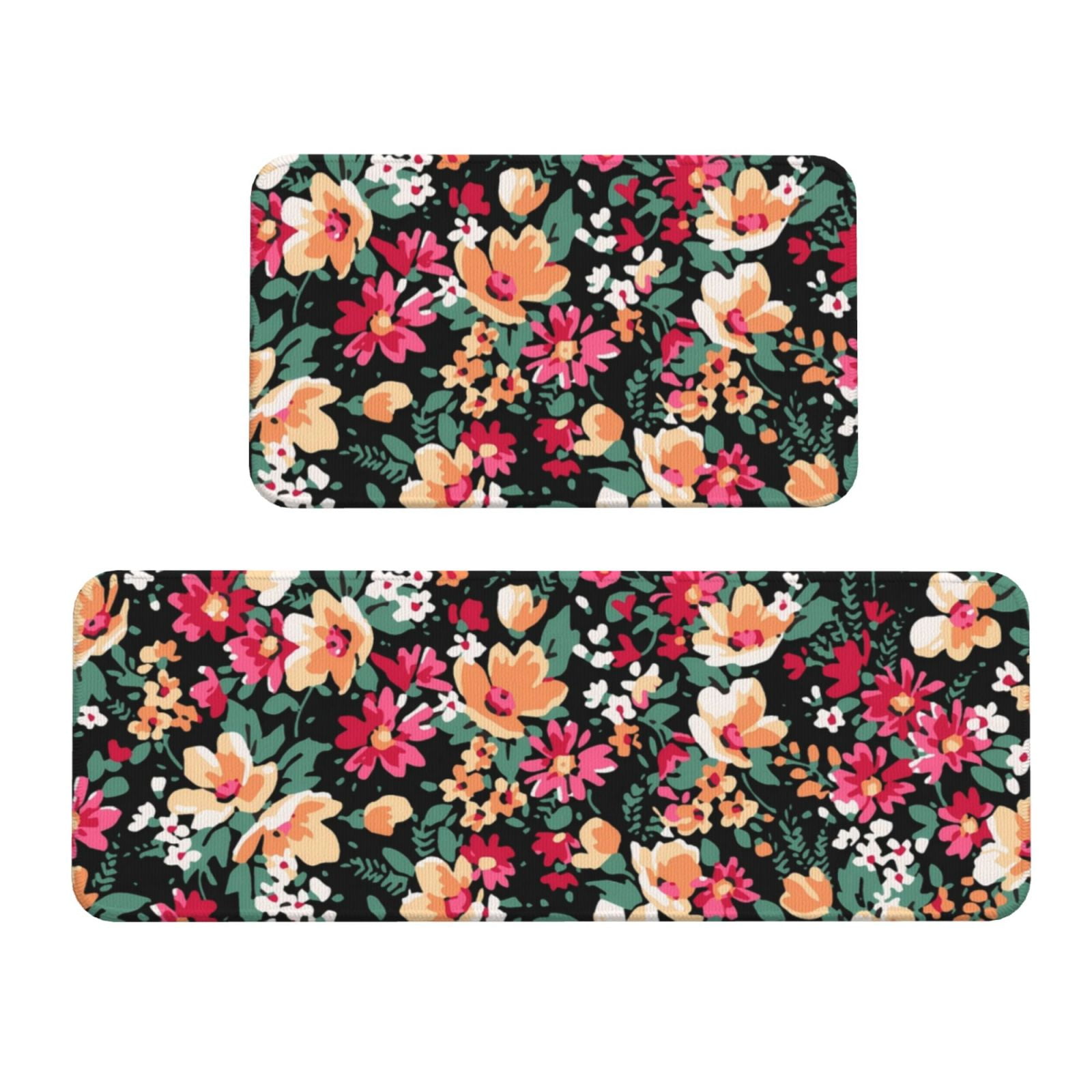 Fuzoiu Many Kind Of Flowers Print Kitchen Floor Mat 2 Sets,Kitchen Rugs ...