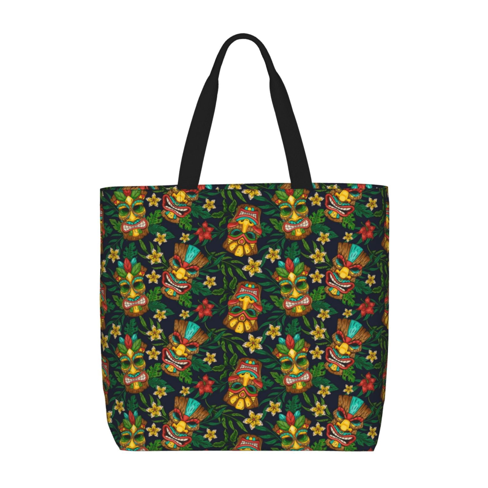 Fuzoiu Mask Tropical Flower Print Durable Tote Bag,Shoulder Bag with ...
