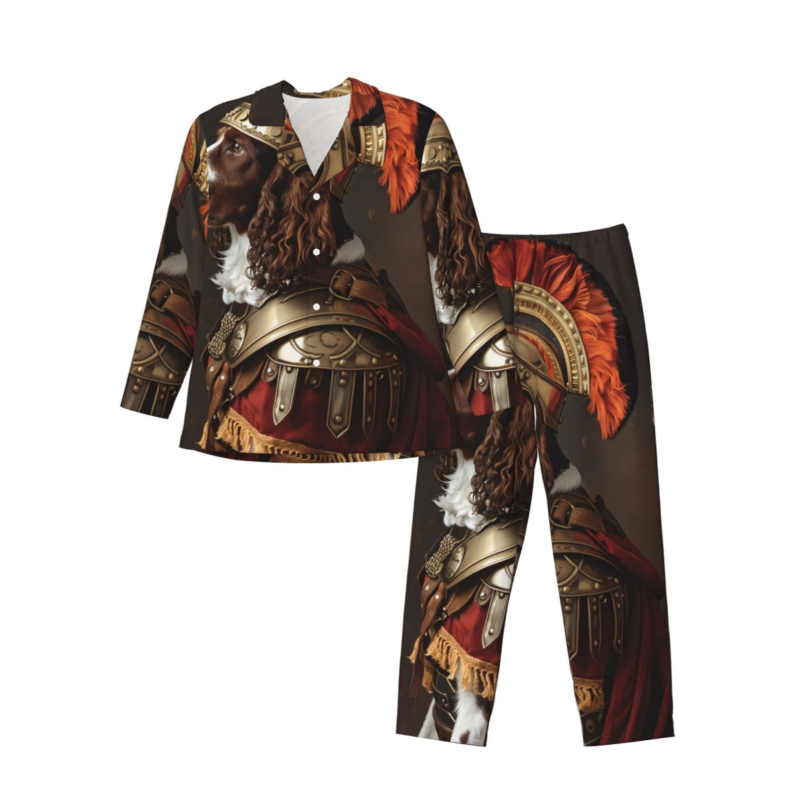 Fuzoiu Medieval Knight Dog Print Women's Long-Sleeved Pajama,Lounge ...