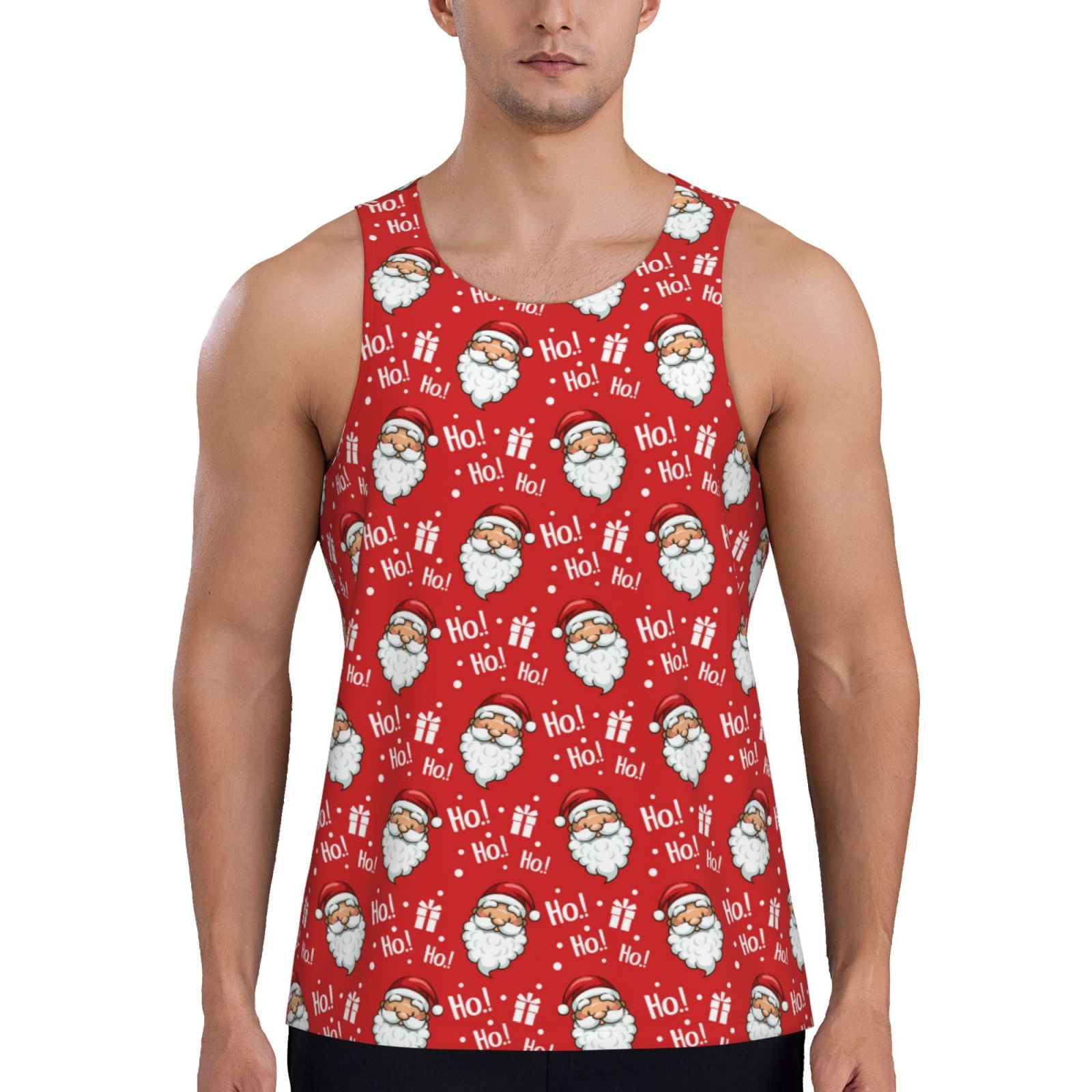 Fuzoiu Merry Christmas Santa Claus A Print Men's Workout Tank Tops ...