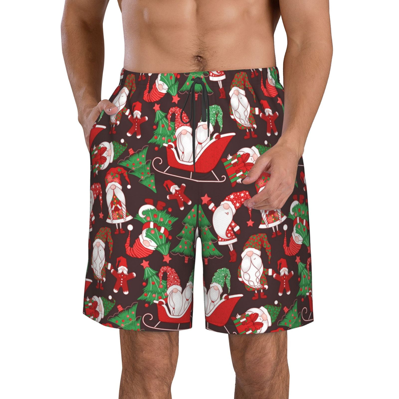 Fuzoiu Merry Christmas1 Print Men's Beach Shorts,Men's Swim Trunks ...