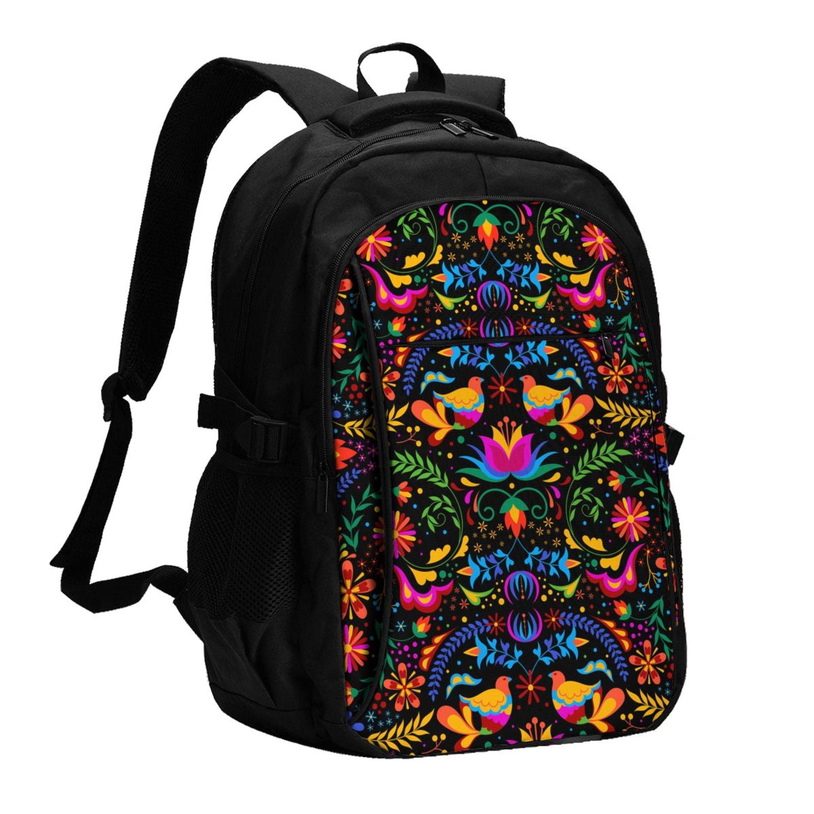 Fuzoiu Mexican Flower Traditional1 Print USB Backpack with Charging ...