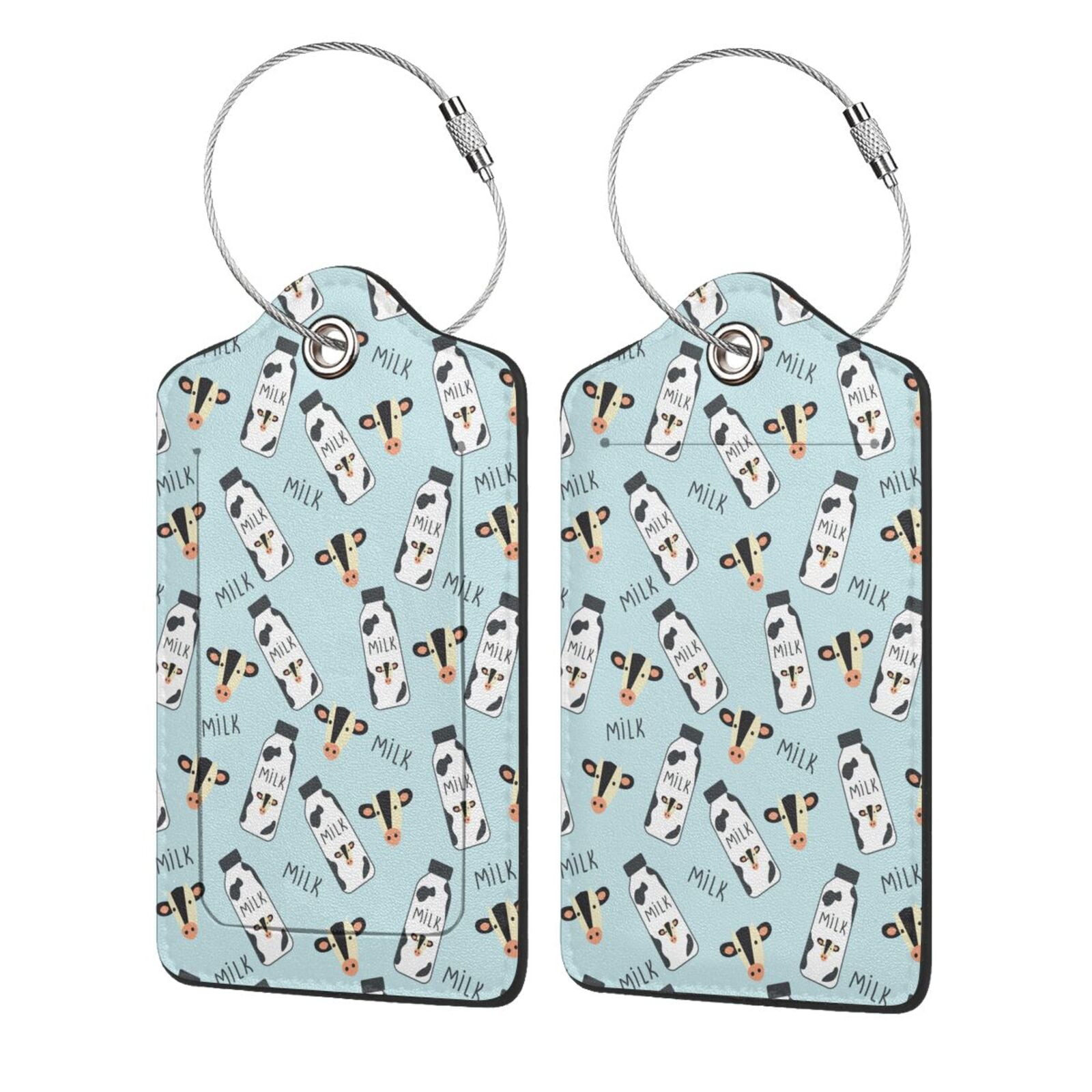Fuzoiu Milk Bottles And Cow Head Print Premium Leather Luggage Tag ...
