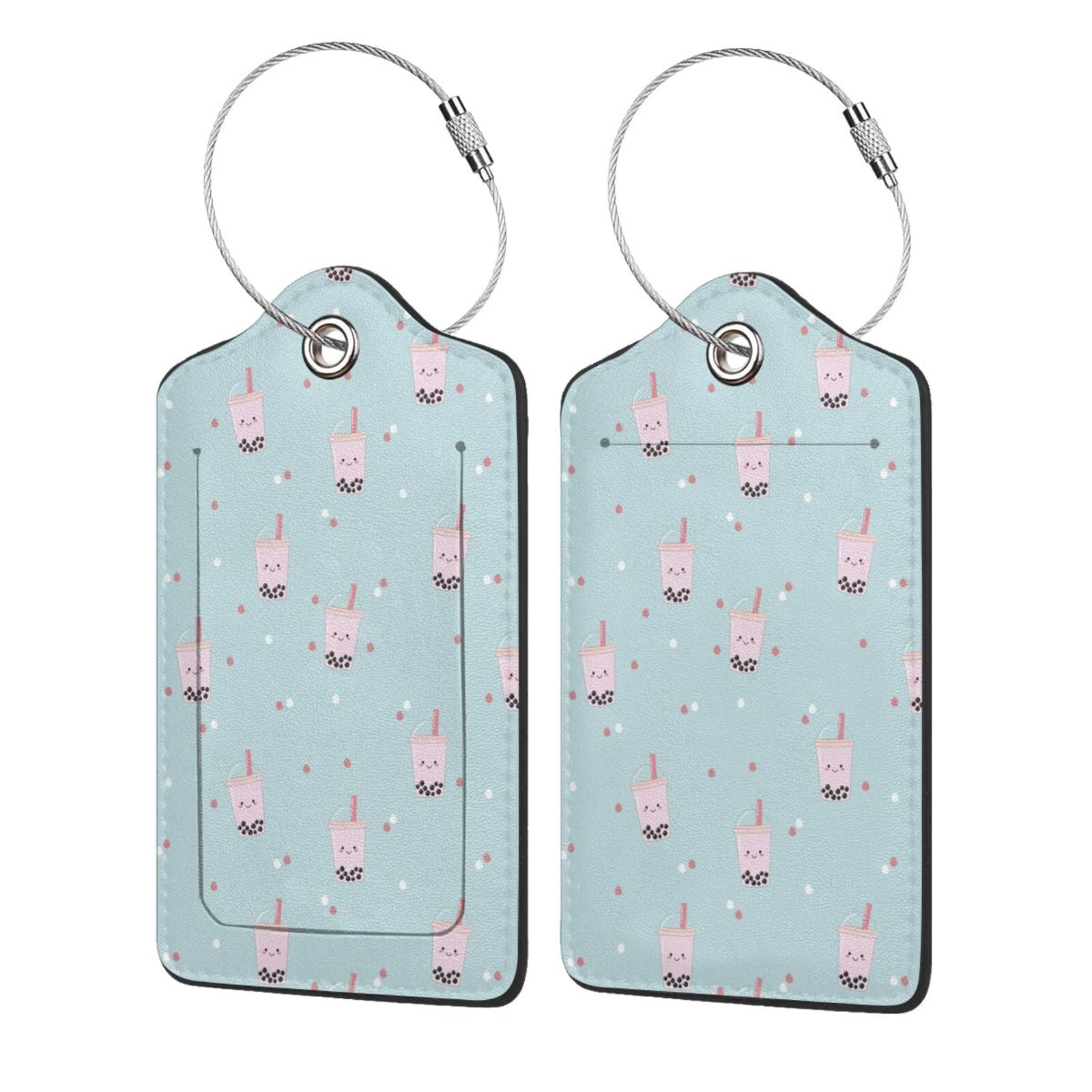 Fuzoiu Milk Tea Print Premium Leather Luggage Tag,Travel Accessory ...