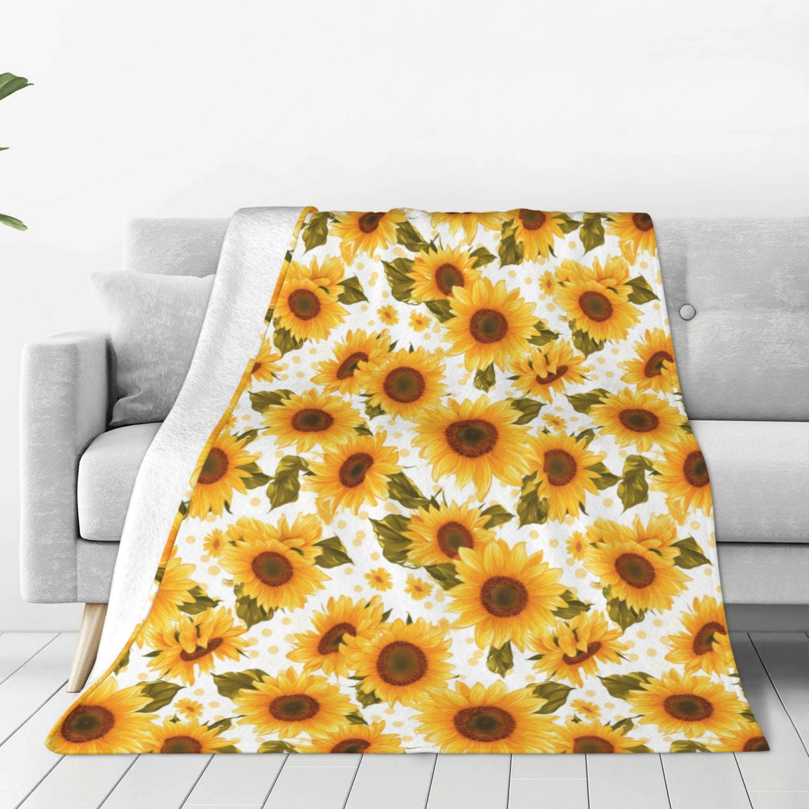 Fuzoiu Modern Elegant Sunflower Print Ultra-Soft Micro Fleece Blanket ...