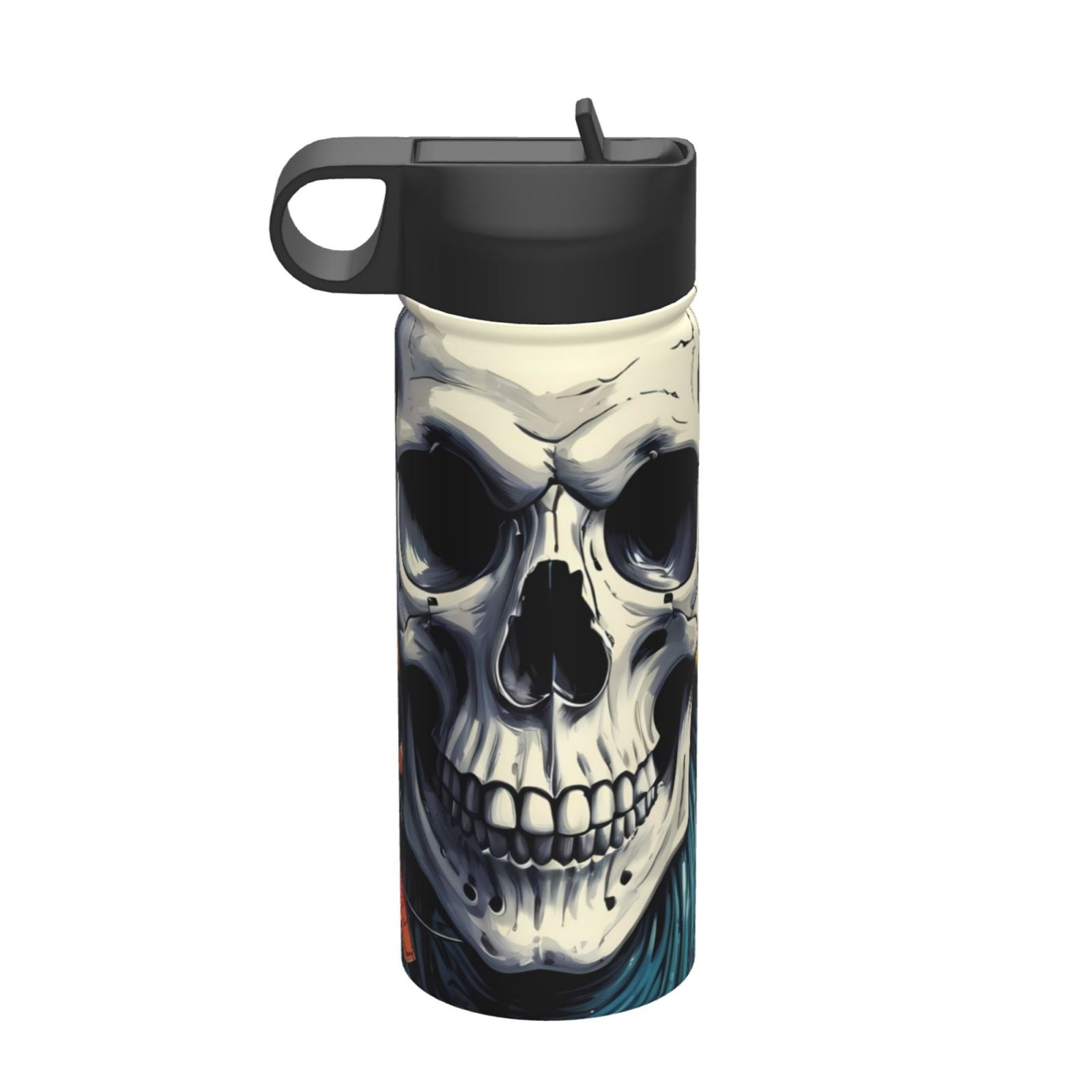 Fuzoiu Modern Hip-Hop Skull Print 18oz Insulated Sports Kettle, Outdoor ...