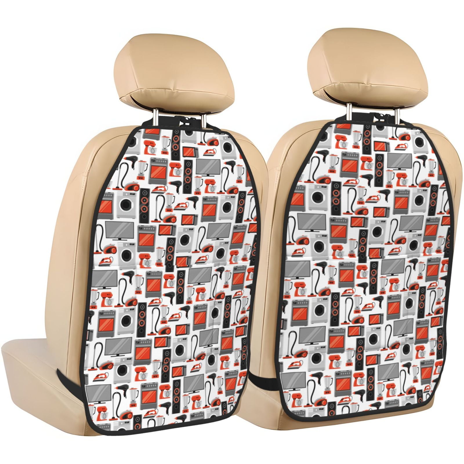 Fuzoiu Modern Life Print 2 Pack Kick Mat Back Seat Protector With 3 ...