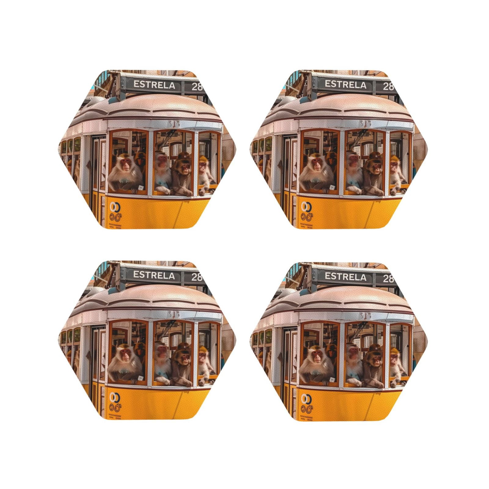 Fuzoiu Modern Urban Monkey Print Leather Coasters Set,Drink Coasters ...