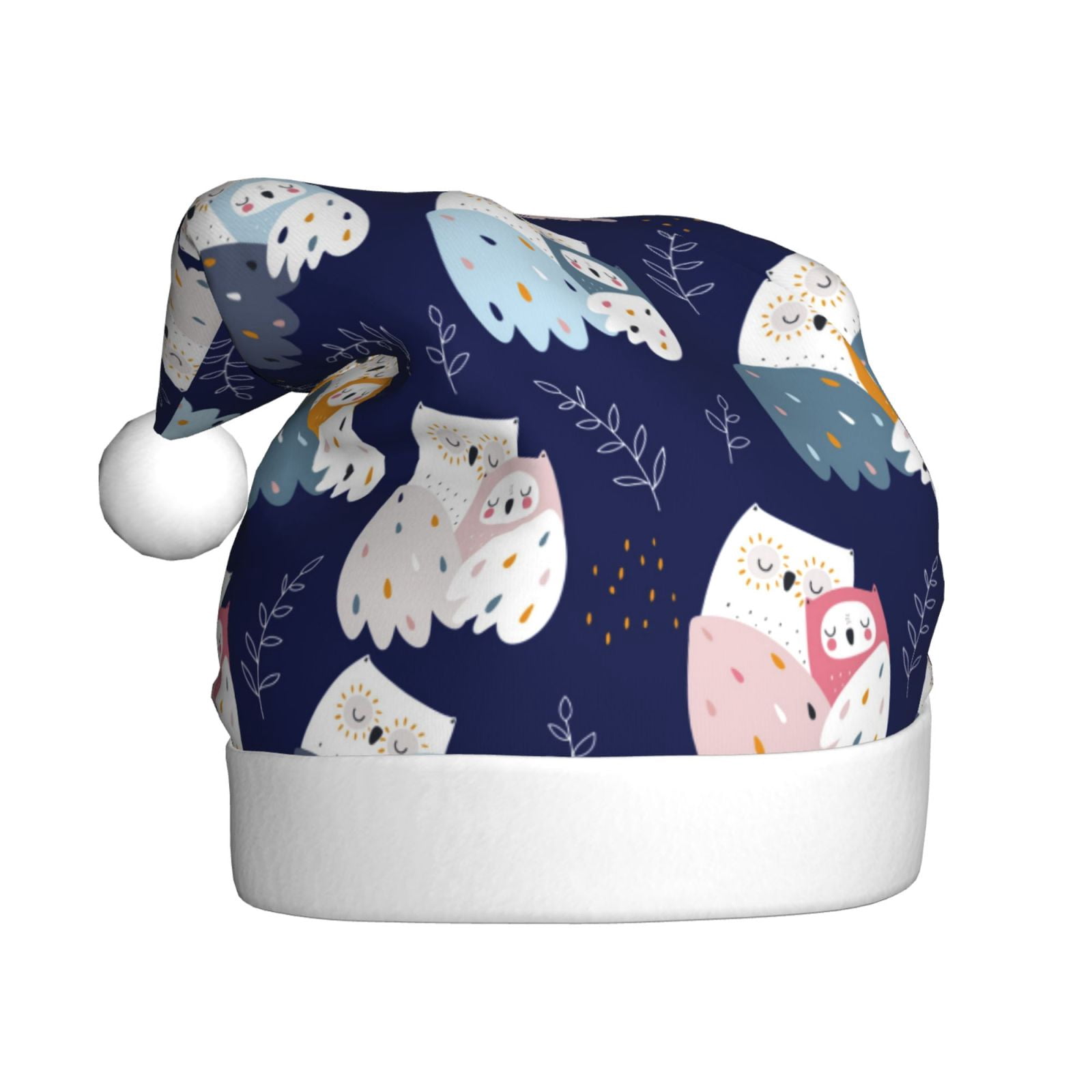Fuzoiu Mom And Baby Owls Print Santa Hat Christmas Hat for Adults,Santa ...