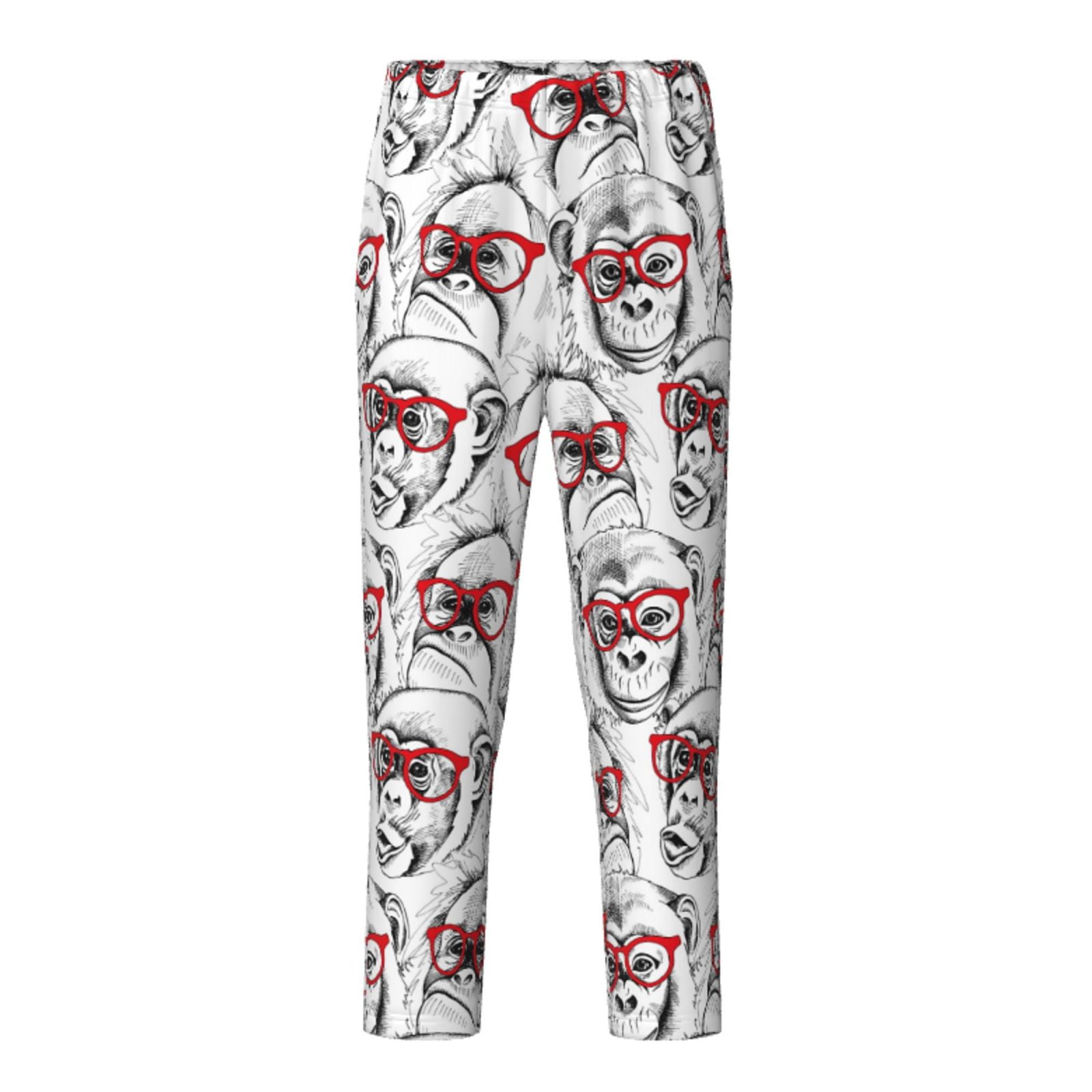 Fuzoiu Monkey Print Teenagers' Pajama Pants,Lounge Pants with Elastic ...