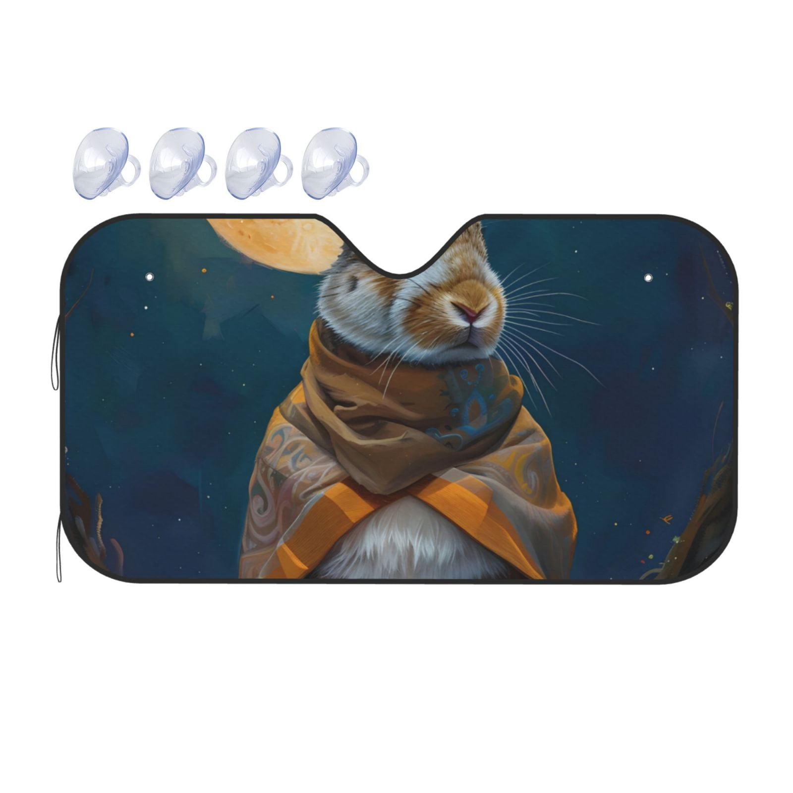 Fuzoiu Moon Night Sky Cute Rabbit Print Car Windshield Sunshade ...