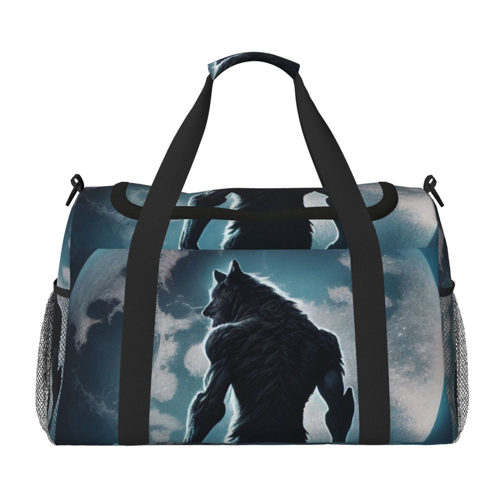 Fuzoiu Moon Wolf Warrior Print Travel Duffle Bag,Carry On Tote Bags ...