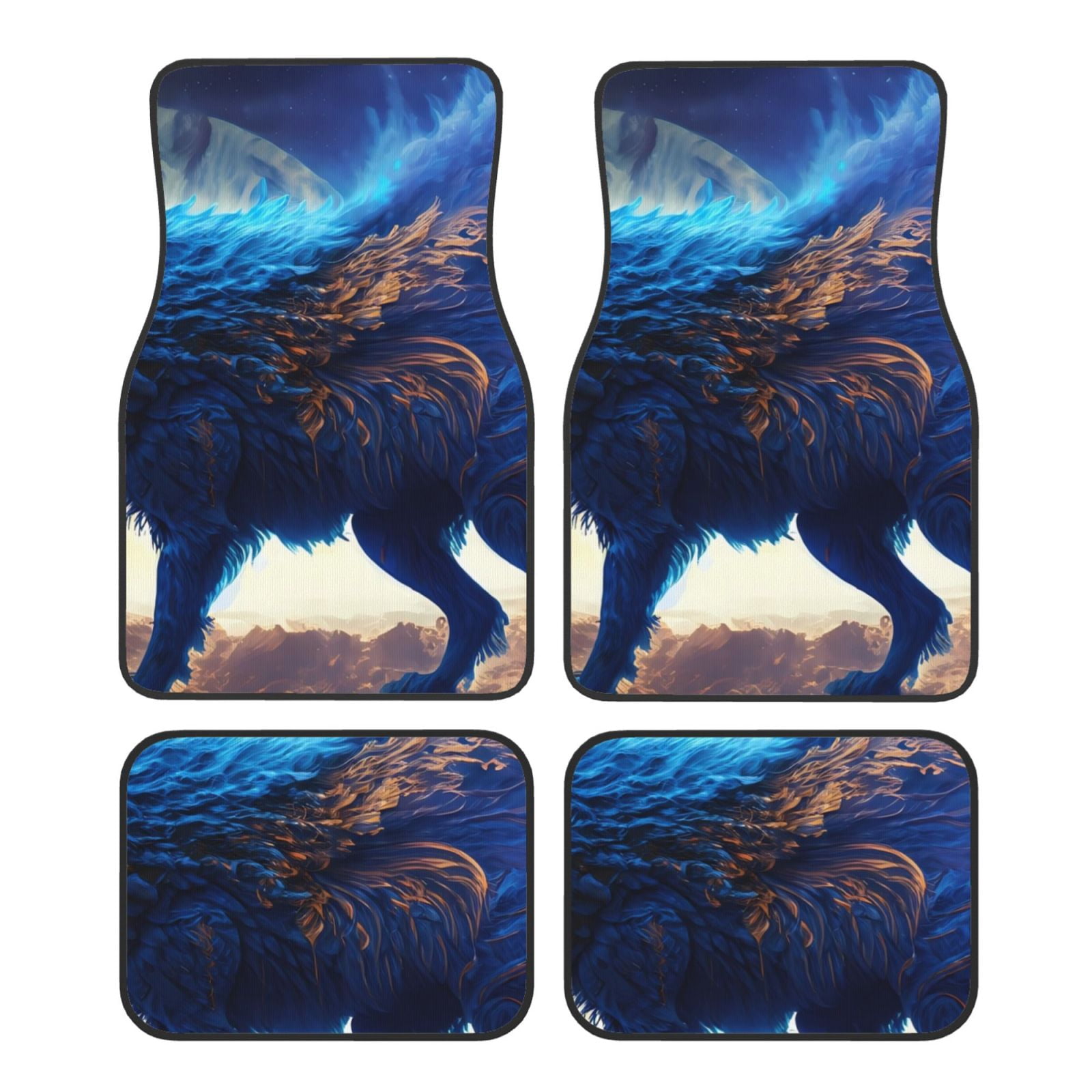 Fuzoiu Moonlit Blue Wolf Print Carpet Floor Mats for Car,Car Foot Mat ...