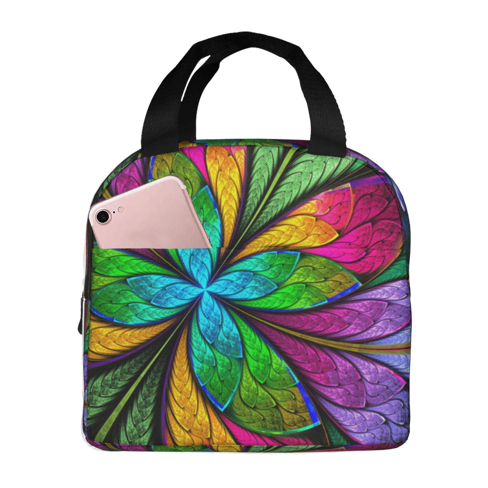 Fuzoiu Multicolored Beautiful Flower Print Lunch Bag for Women & Men ...
