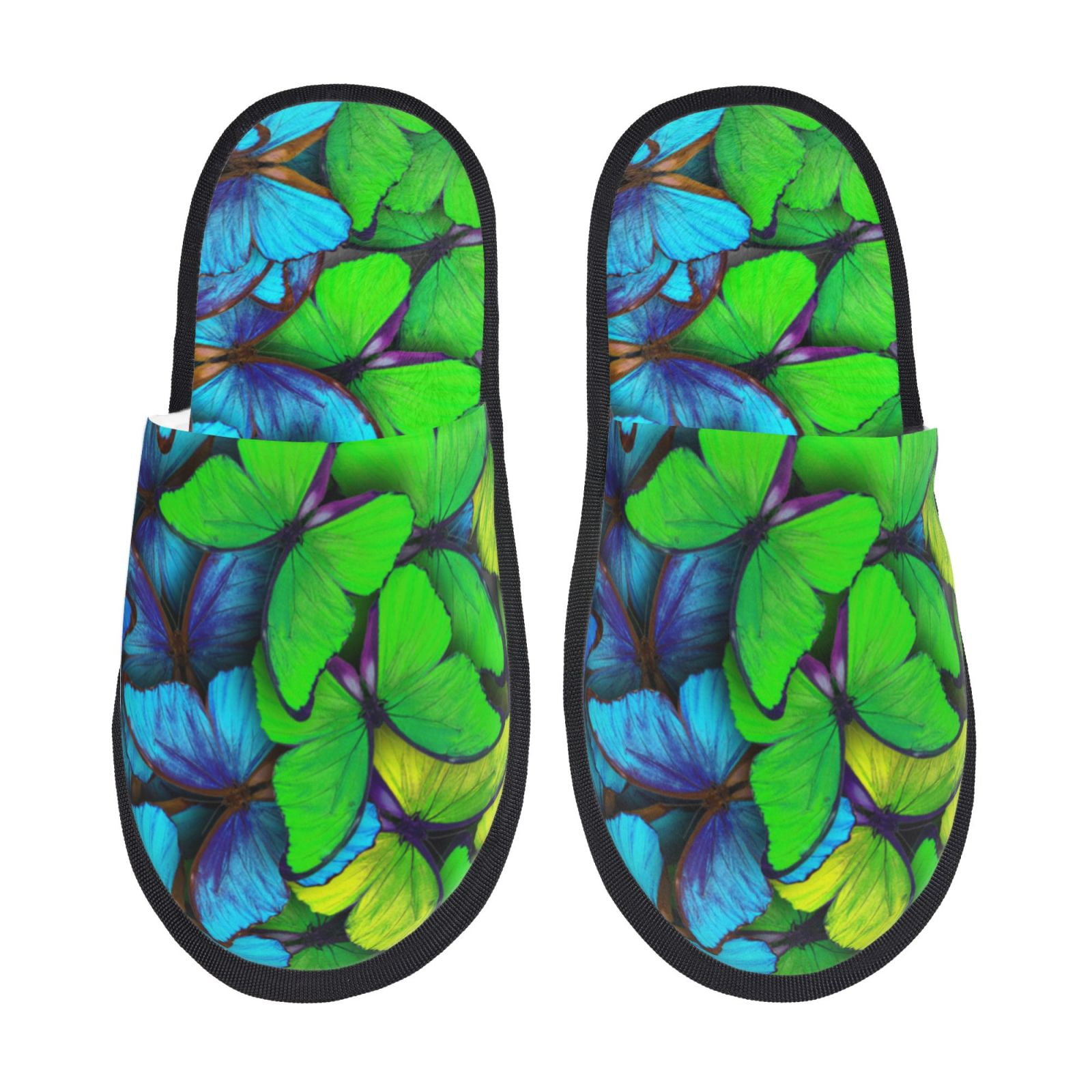 Fuzoiu Multicolored Butterflies Print Unisex Furry Slippers,Plush ...