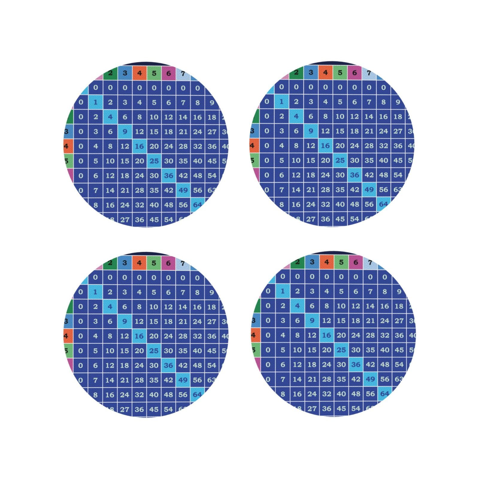 Fuzoiu Multiplication Table Print Leather Coasters Set,Drink Coasters ...