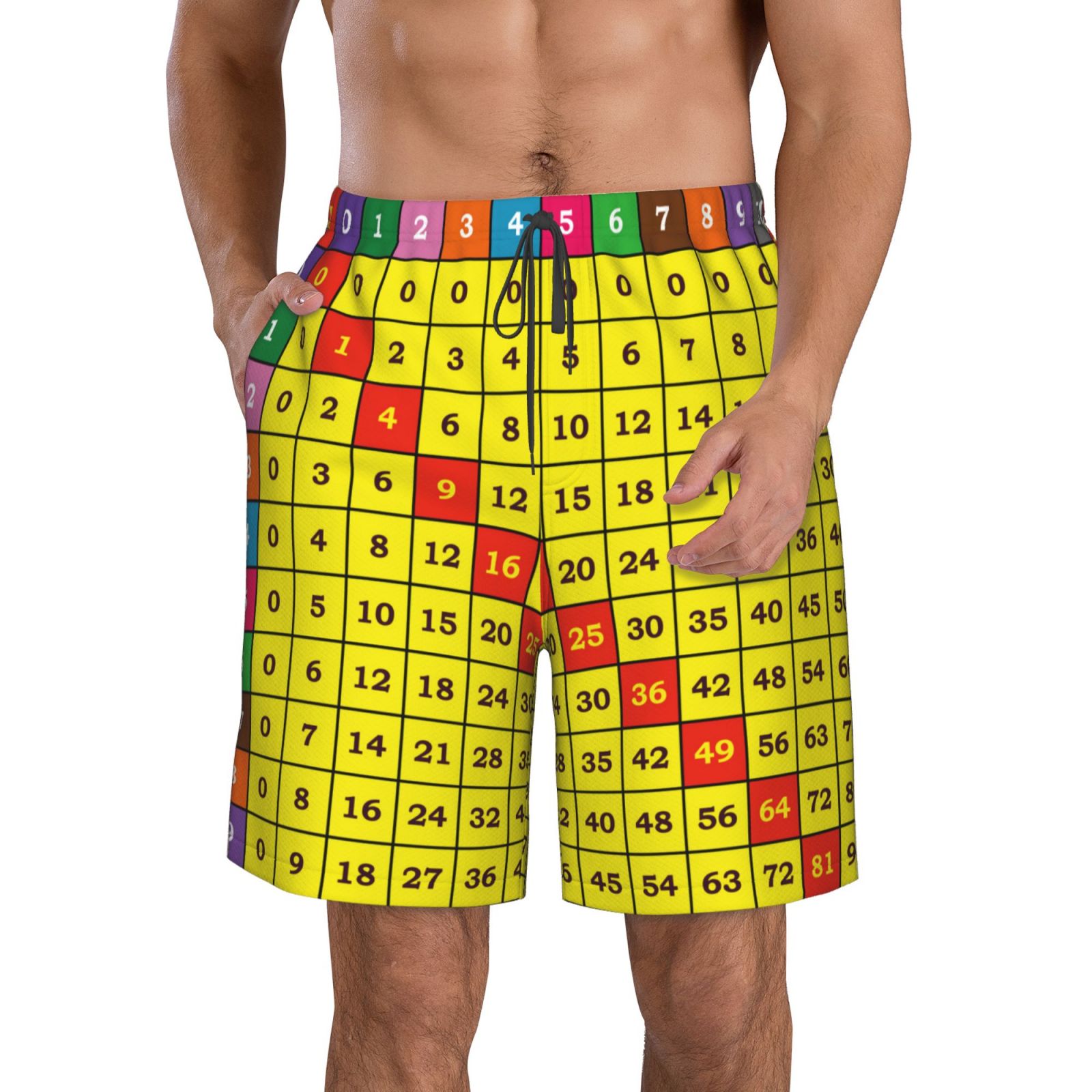 Fuzoiu Multiplication Table2 Print Men's Beach Shorts,Men's Swim Trunks ...