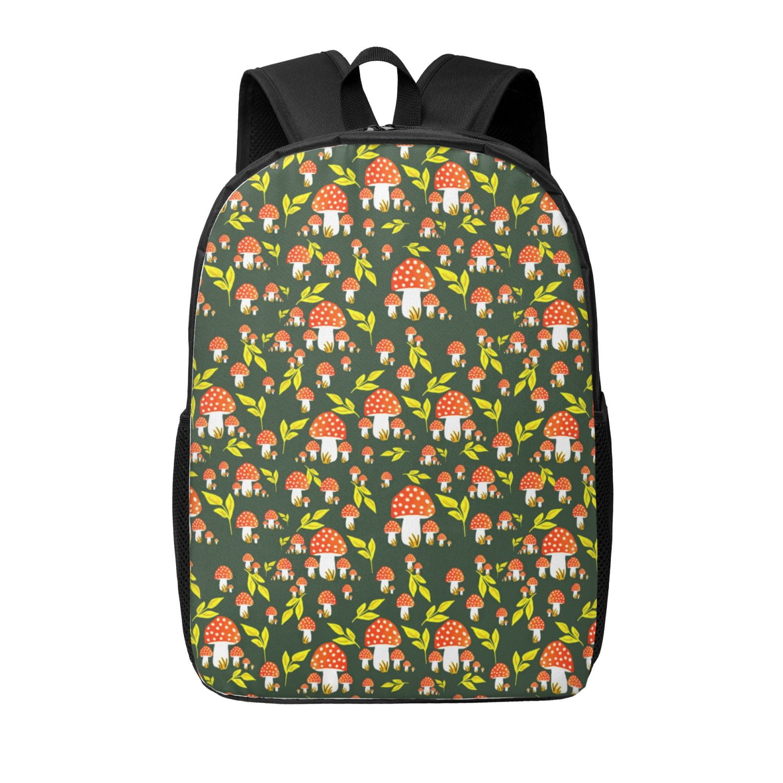 Fuzoiu Mushroom Leaf Print 17in Student Backpack,School Backpack,Causal ...
