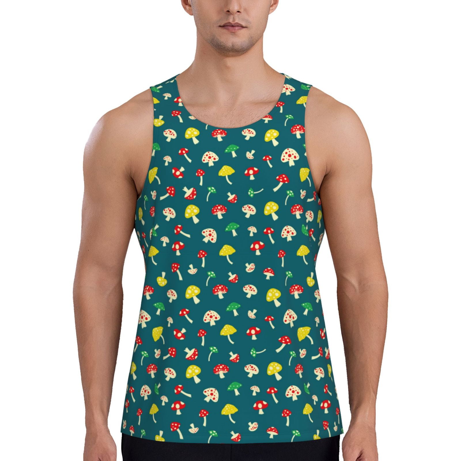 Fuzoiu Mushrooms Print Men's Workout Tank Tops,Sleeveless Gym Shirt ...