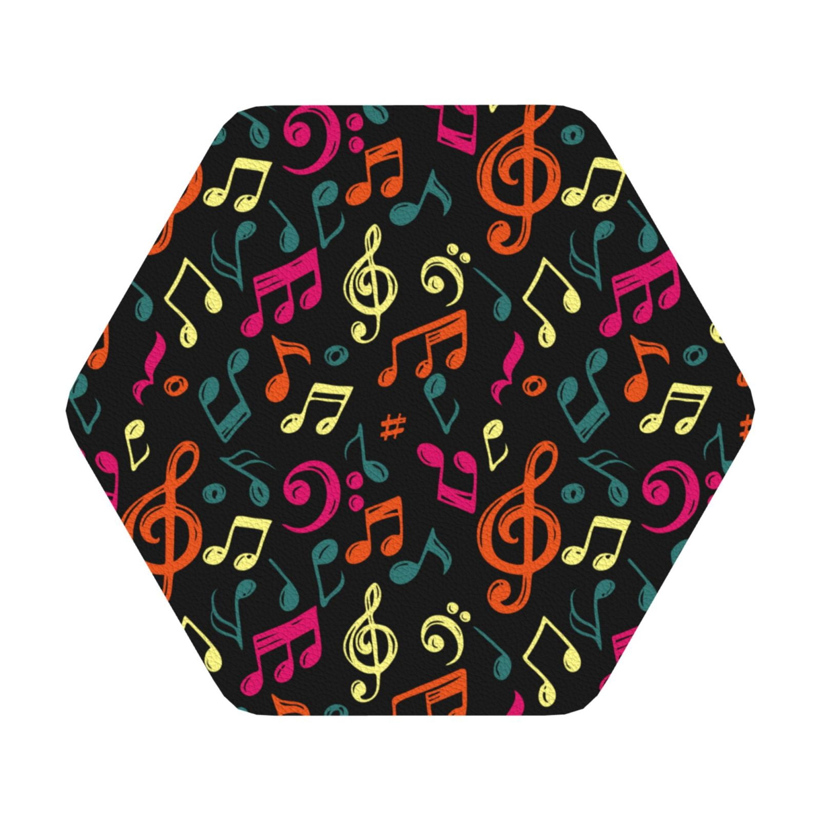 Fuzoiu Music Notes Print Leather Coasters Set,Drink Coasters Set of 6 ...