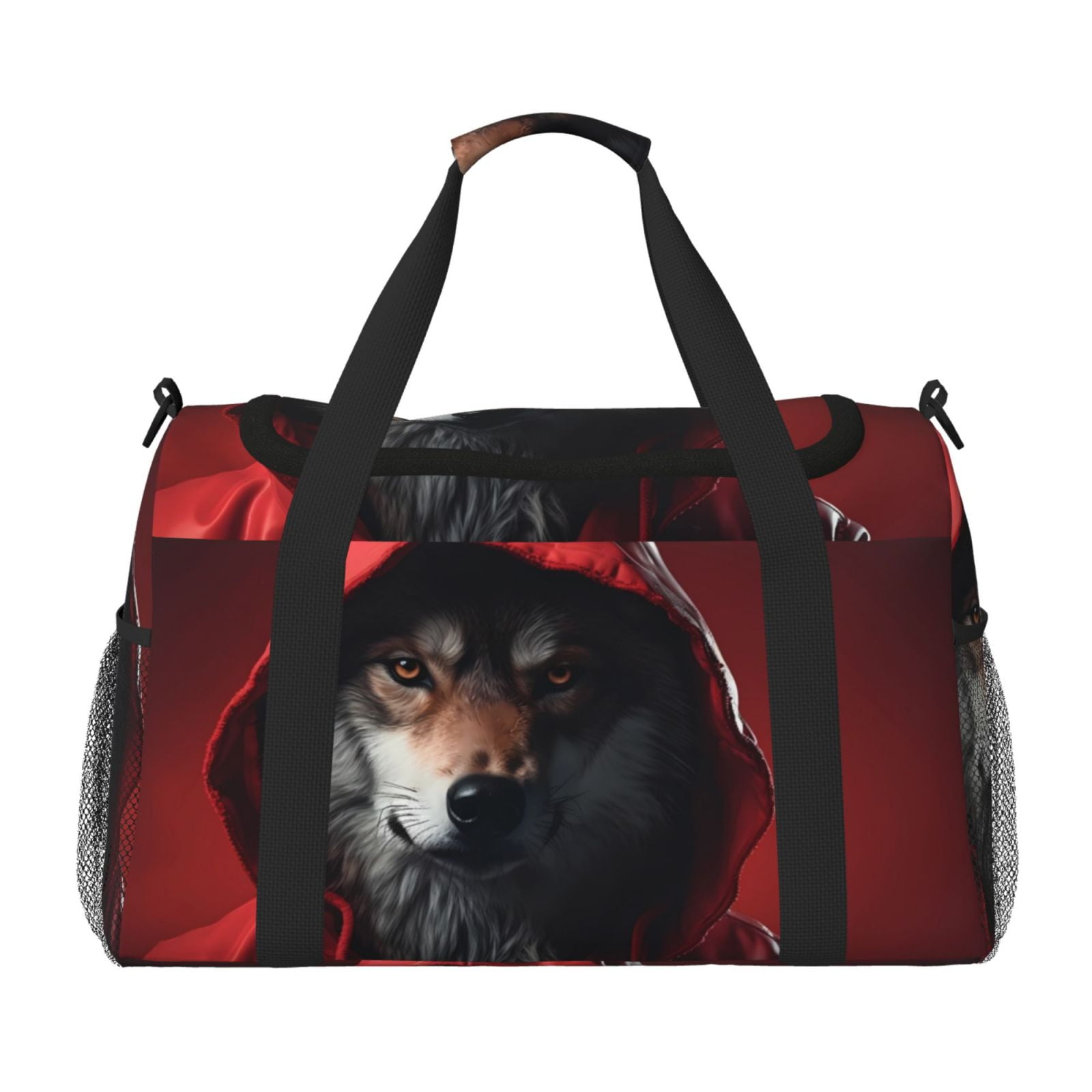 Fuzoiu Mysterious Hooded Wolf Print Travel Duffle Bag,Carry On Tote ...