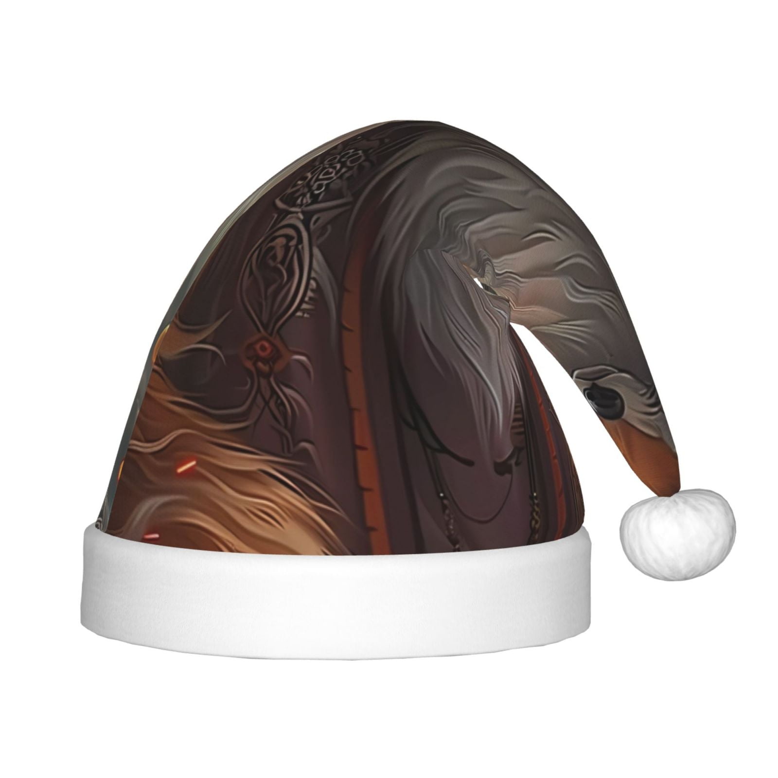 Fuzoiu Mystic Fox With Halo Print Santa Hat Christmas Hat for kids ...