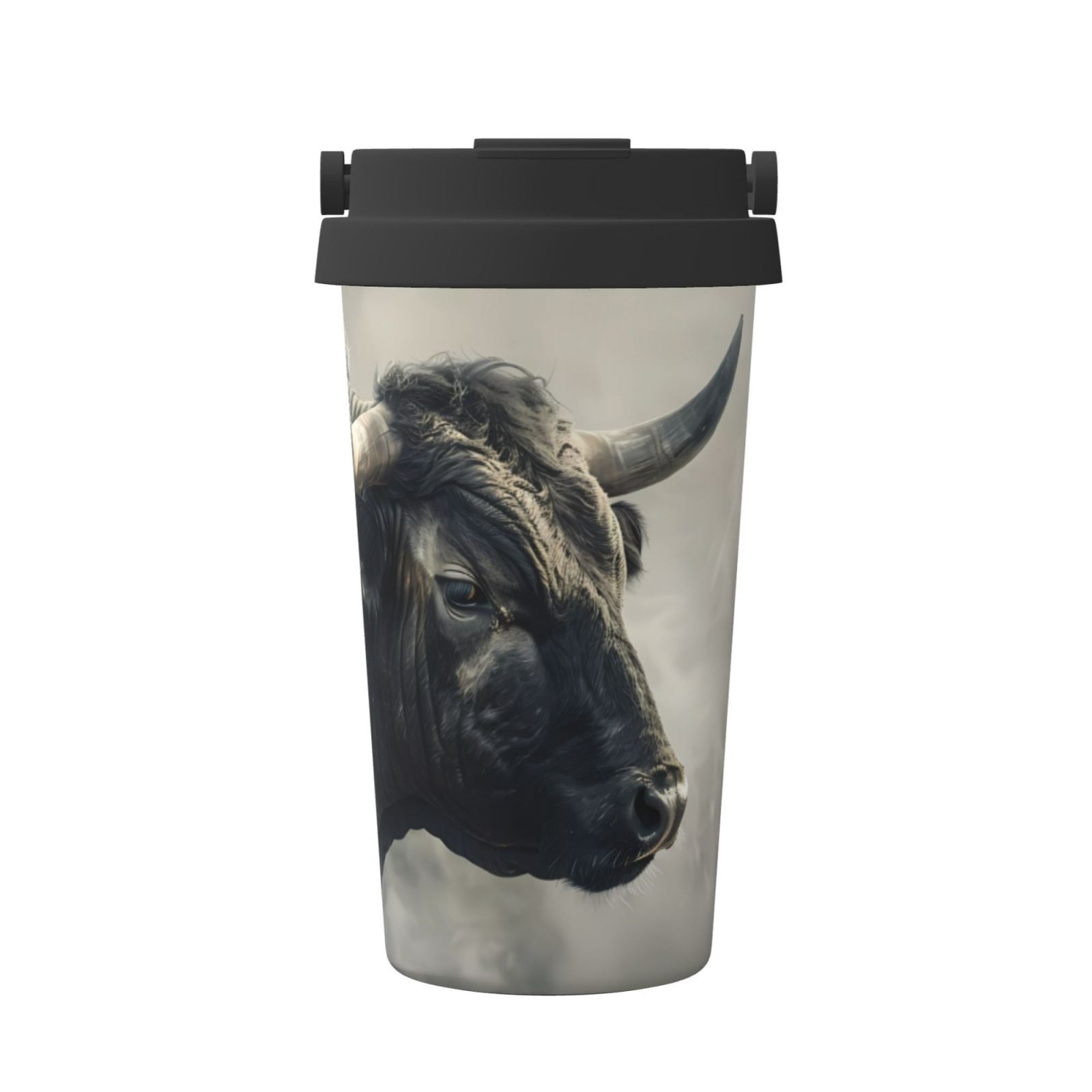 Fuzoiu Mystical Bull in Fog Print Stainless Steel Travel Mug,Vacuum ...