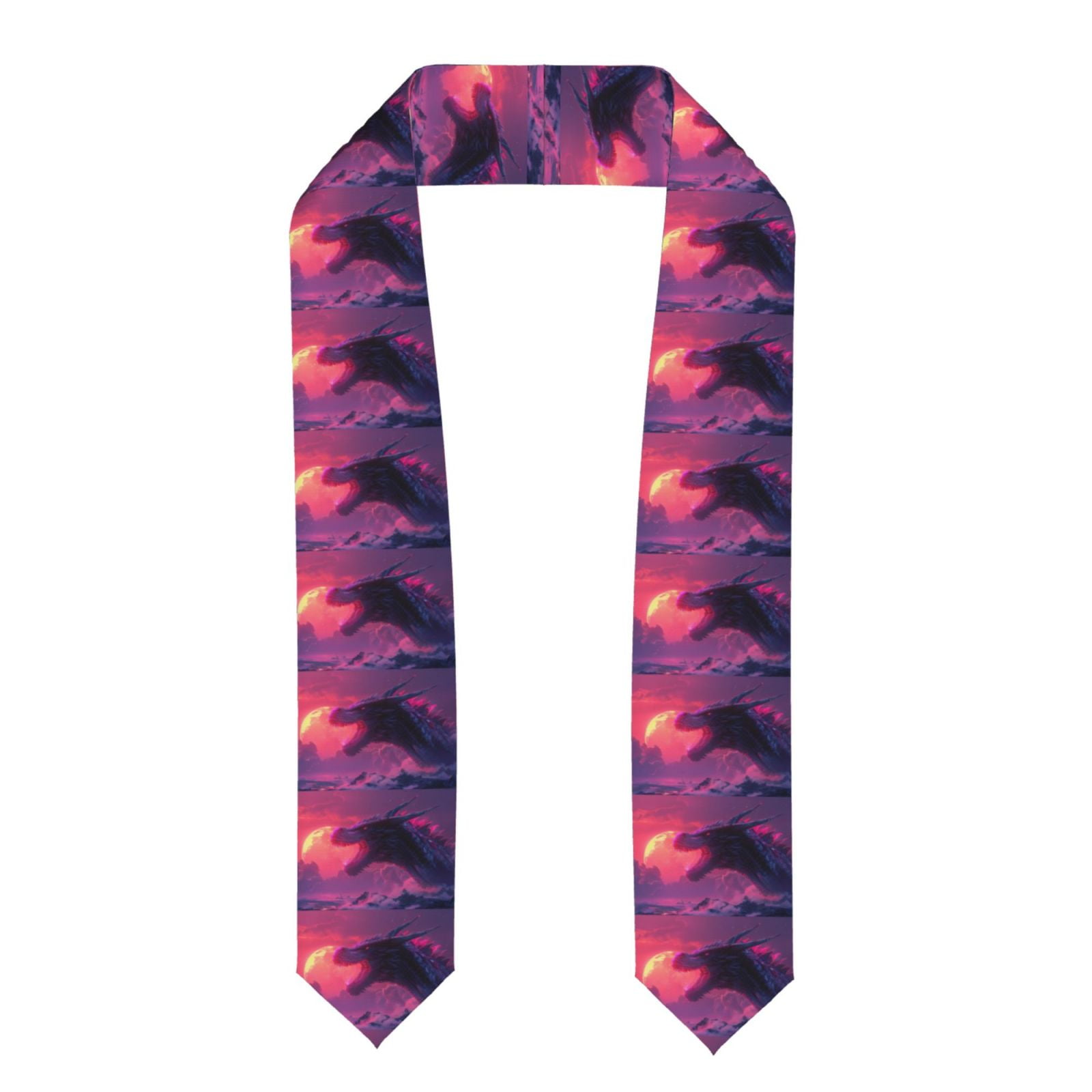 Fuzoiu Mystical Dragon Under Moon Print Graduation Sash,Graduation ...