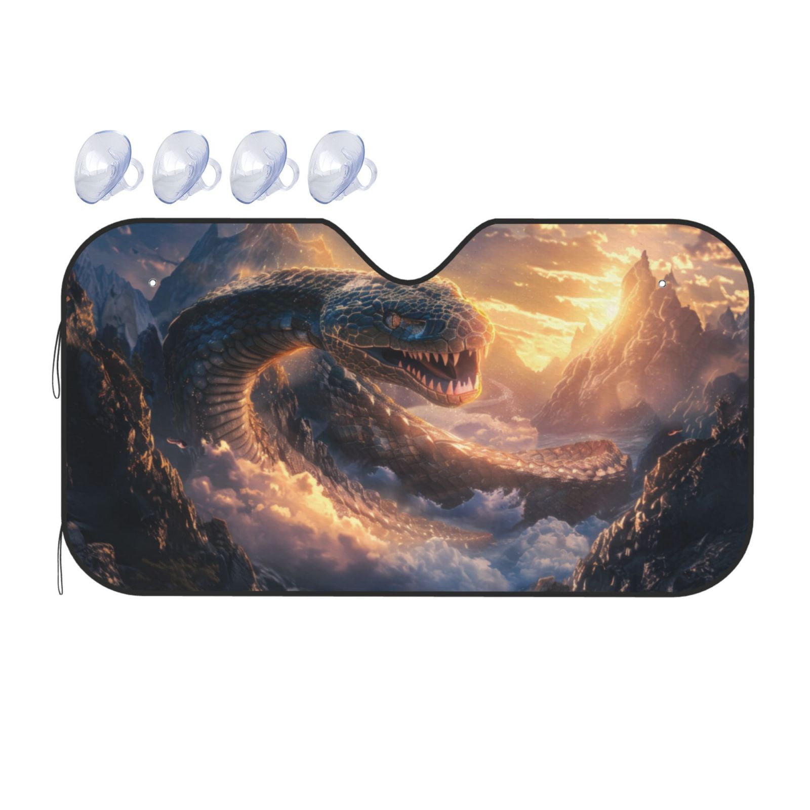Fuzoiu Mythical Serpent Mountain Sunrise Print Car Windshield Sunshade ...