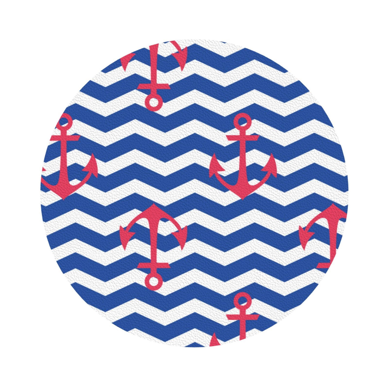 Fuzoiu Nautical Anchors Print Leather Coasters Set,Drink Coasters Set ...